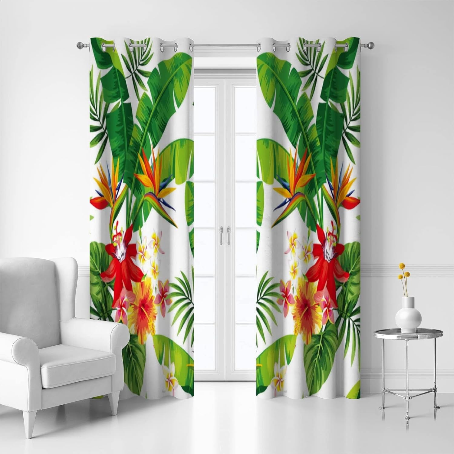 Coolnut Room Darkening Window Curtains Panels Drapes Summer Palm Leaves ...