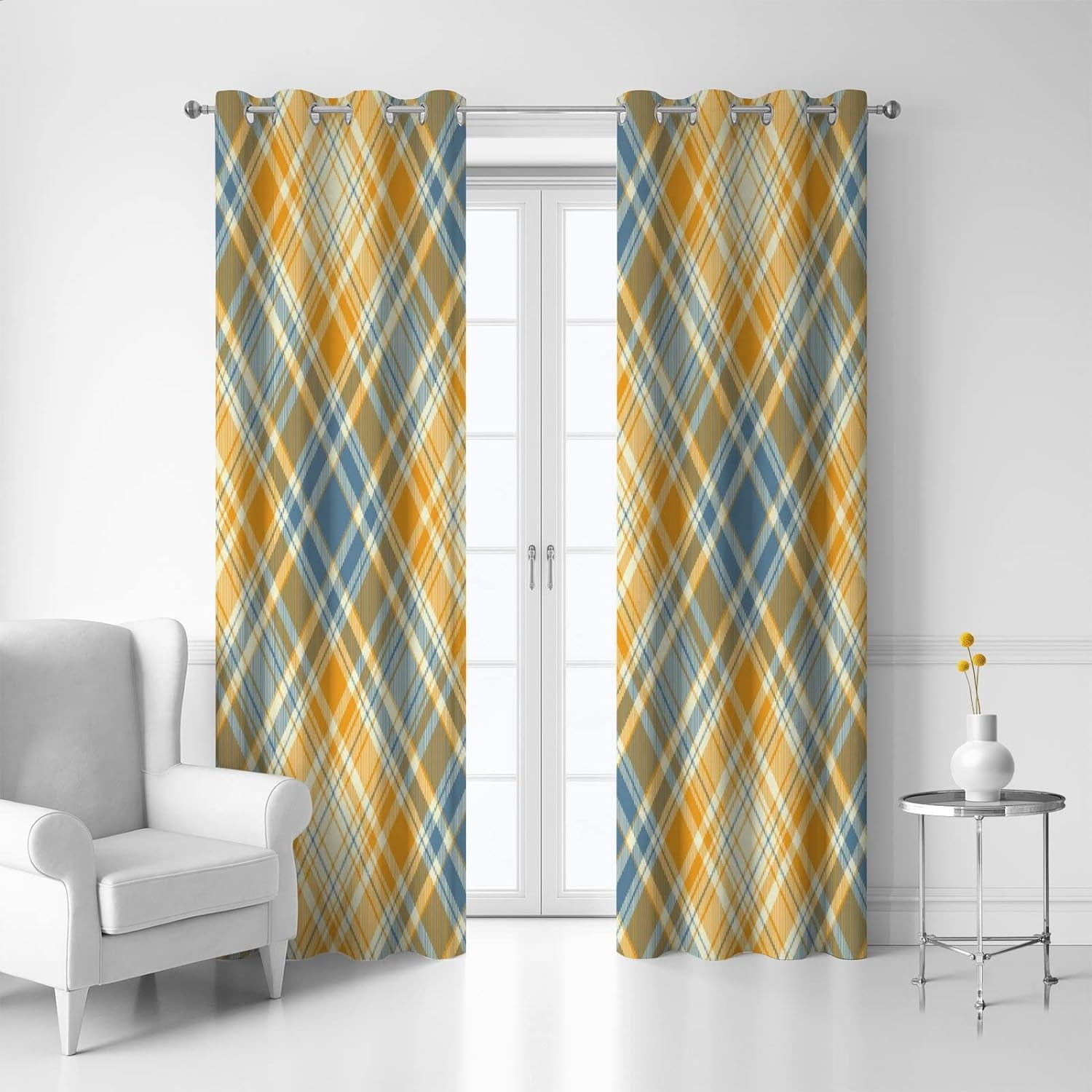 Coolnut Room Darkening Window Curtains Panels Drapes Tartan Plaid ...