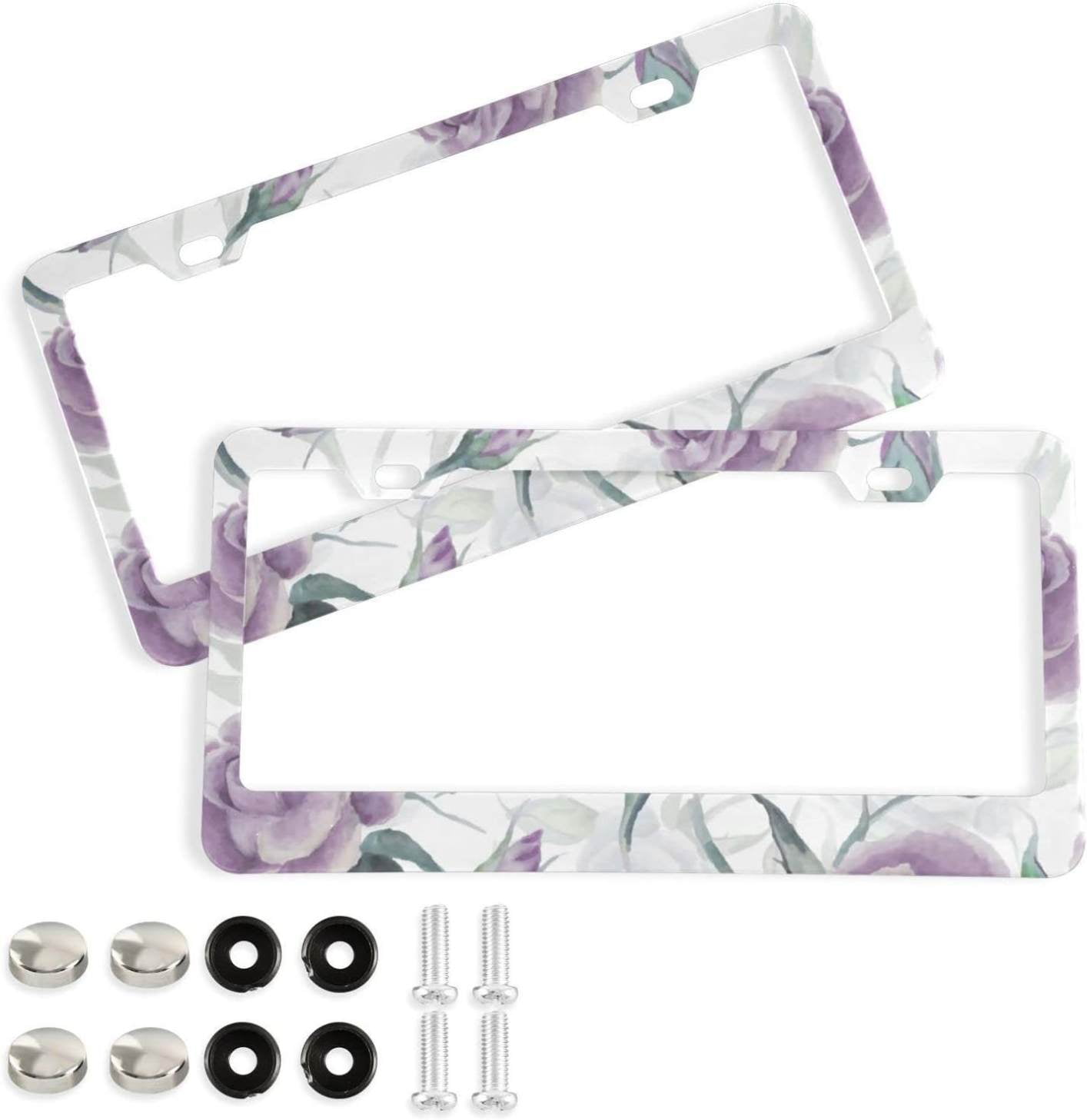 Coolnut Rose Flower License Plate Frames 2pcs, Aluminum Universal Car ...