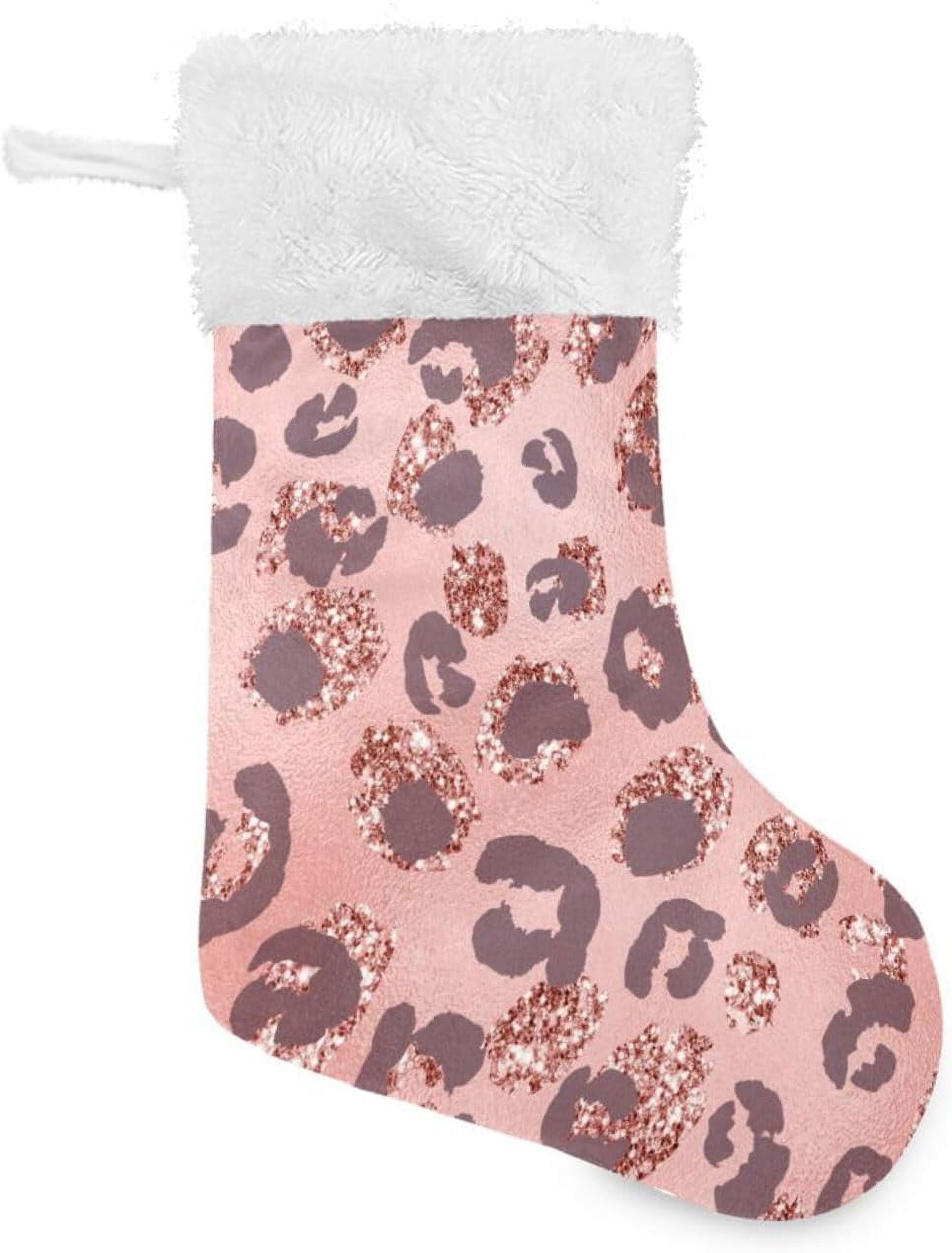 Coolnut Rose Gold Glitter Animal Skin Christmas Stockings Christmas ...