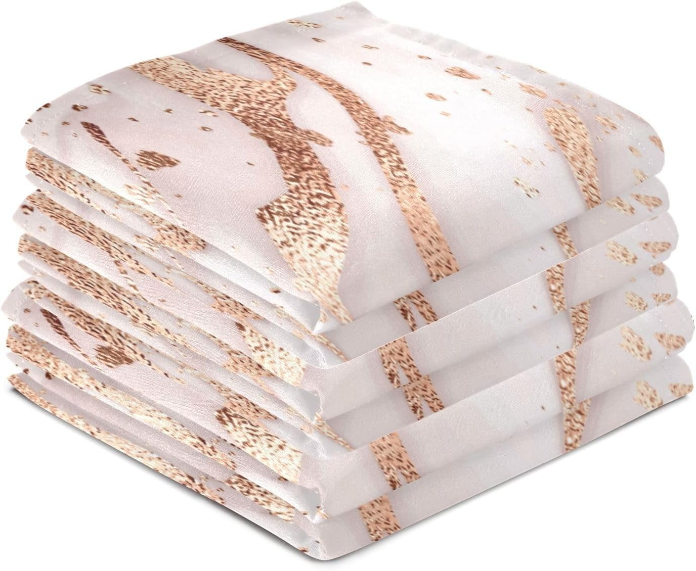 Coolnut Rose Gold Marble Kitchen Dish Towel Set,Drying Kitchen Towels ...