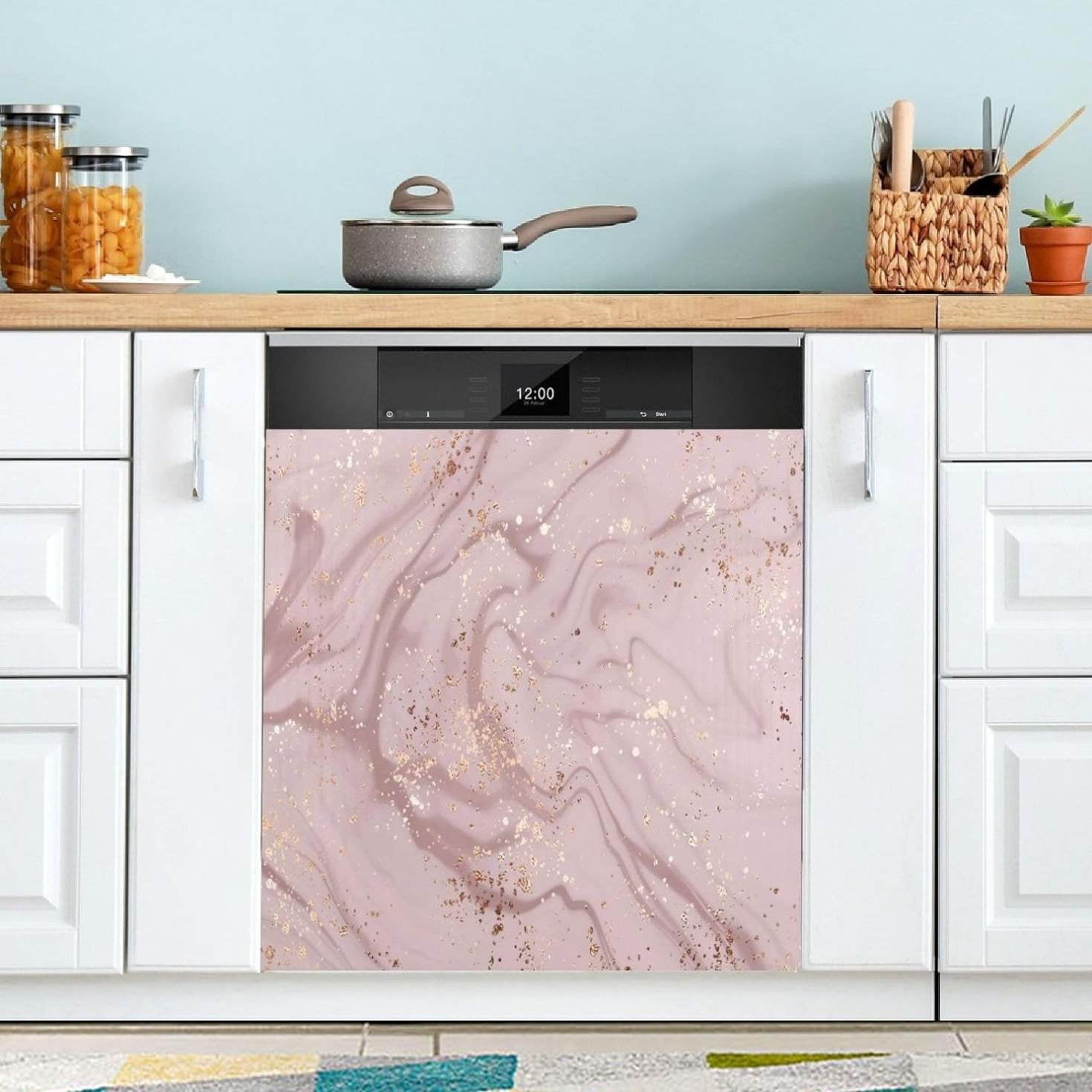 Coolnut Rose Gold Marble Texture Dishwasher Magnet Cover for The Front ...