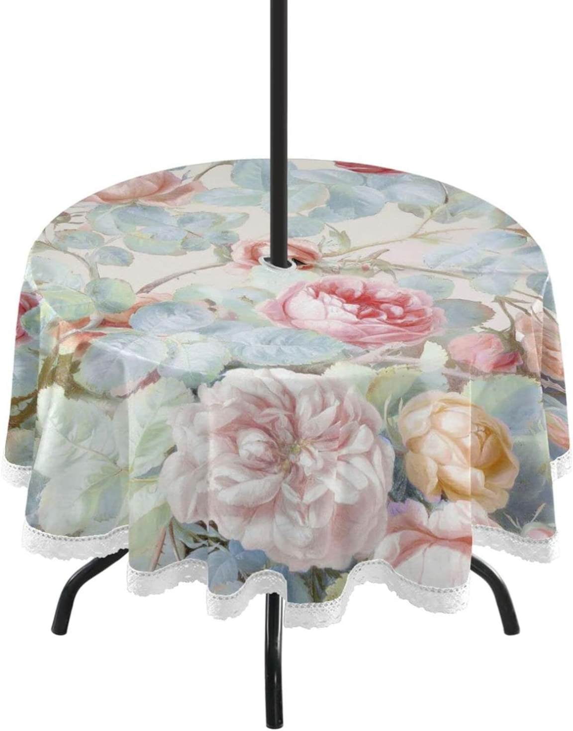 Coolnut Rose Peony Paisley Round Table Cloth, Heat Resistant Table ...