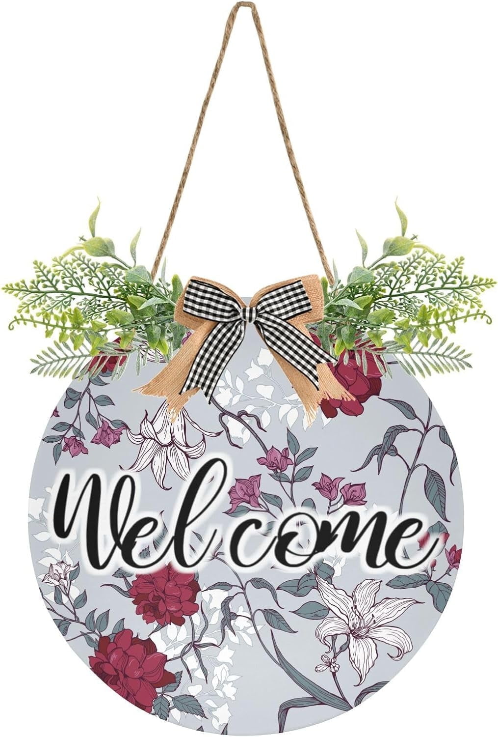 Coolnut Roses and Lilies Front Door Round, Hanging Welcome Sign, Front ...
