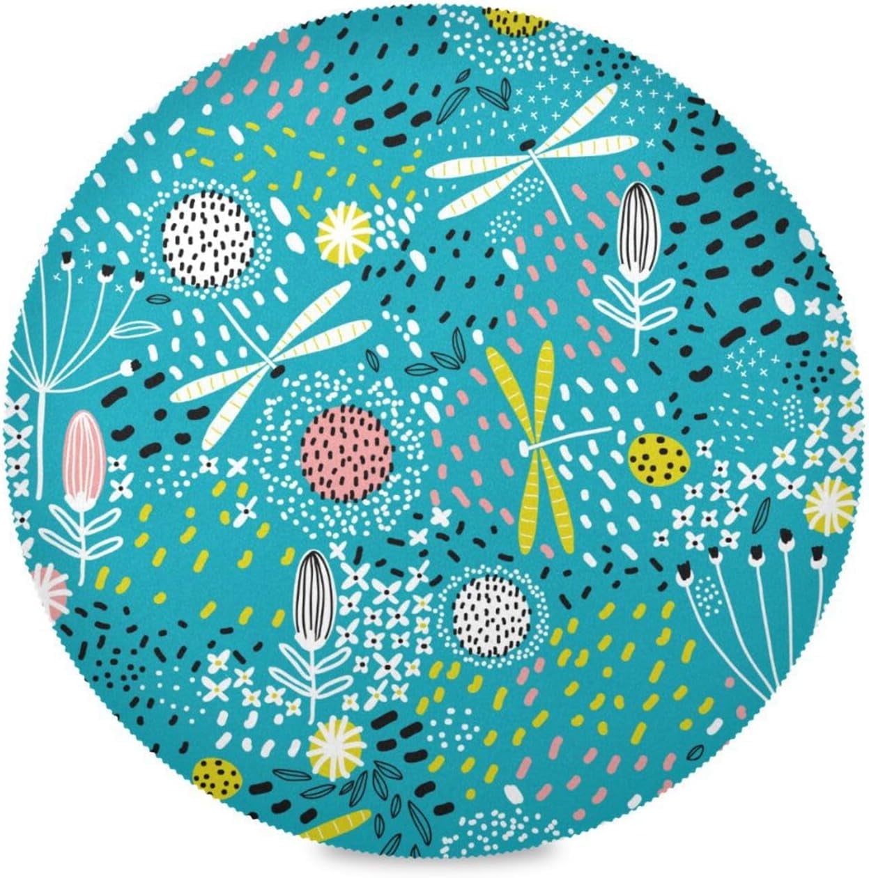 Coolnut Round Placemats for Dining Table Set of 4, Cartoon Dragonfly ...