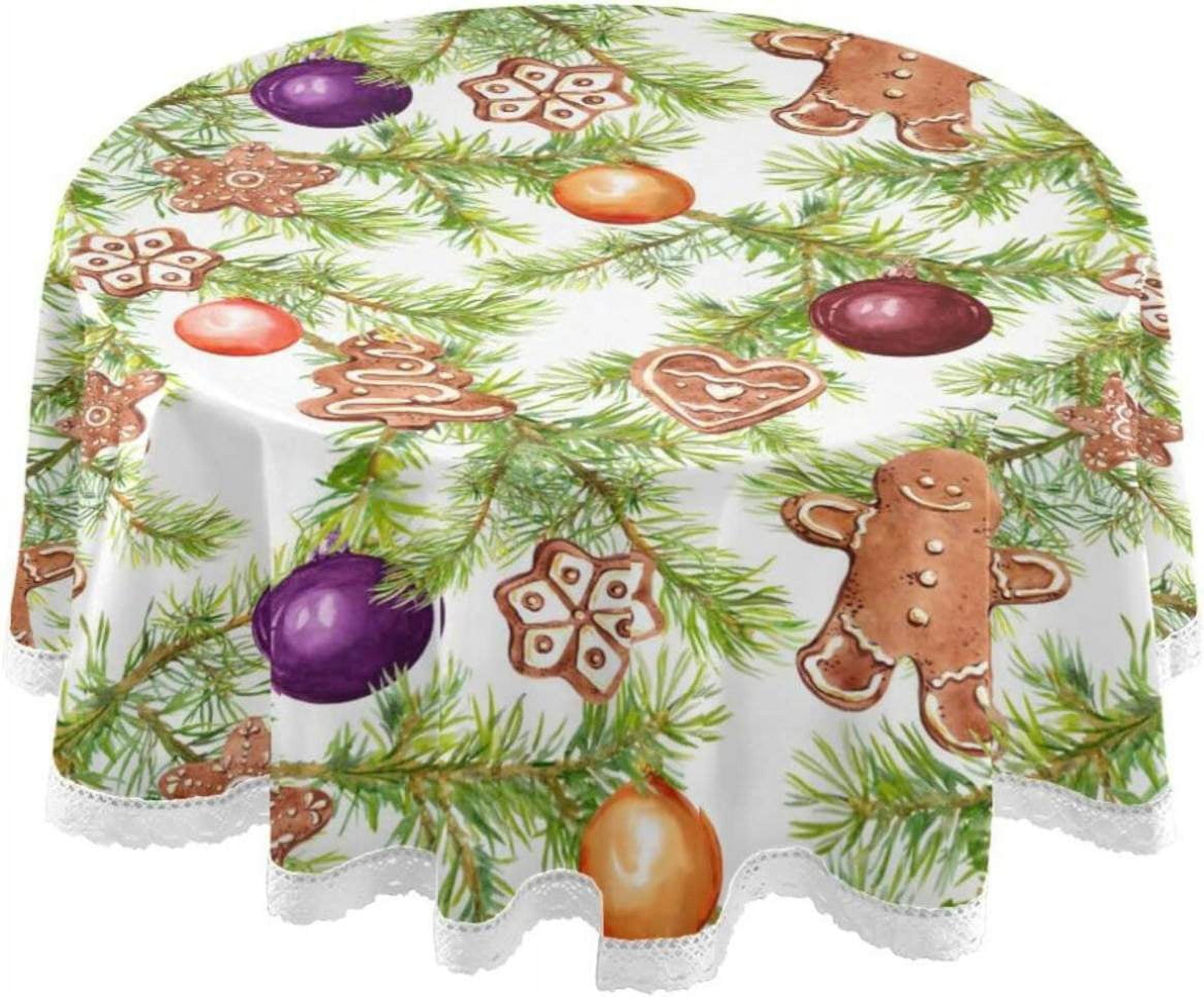 Coolnut Round Tablecloth 60", Christmas Table Cover, Water Resistant ...