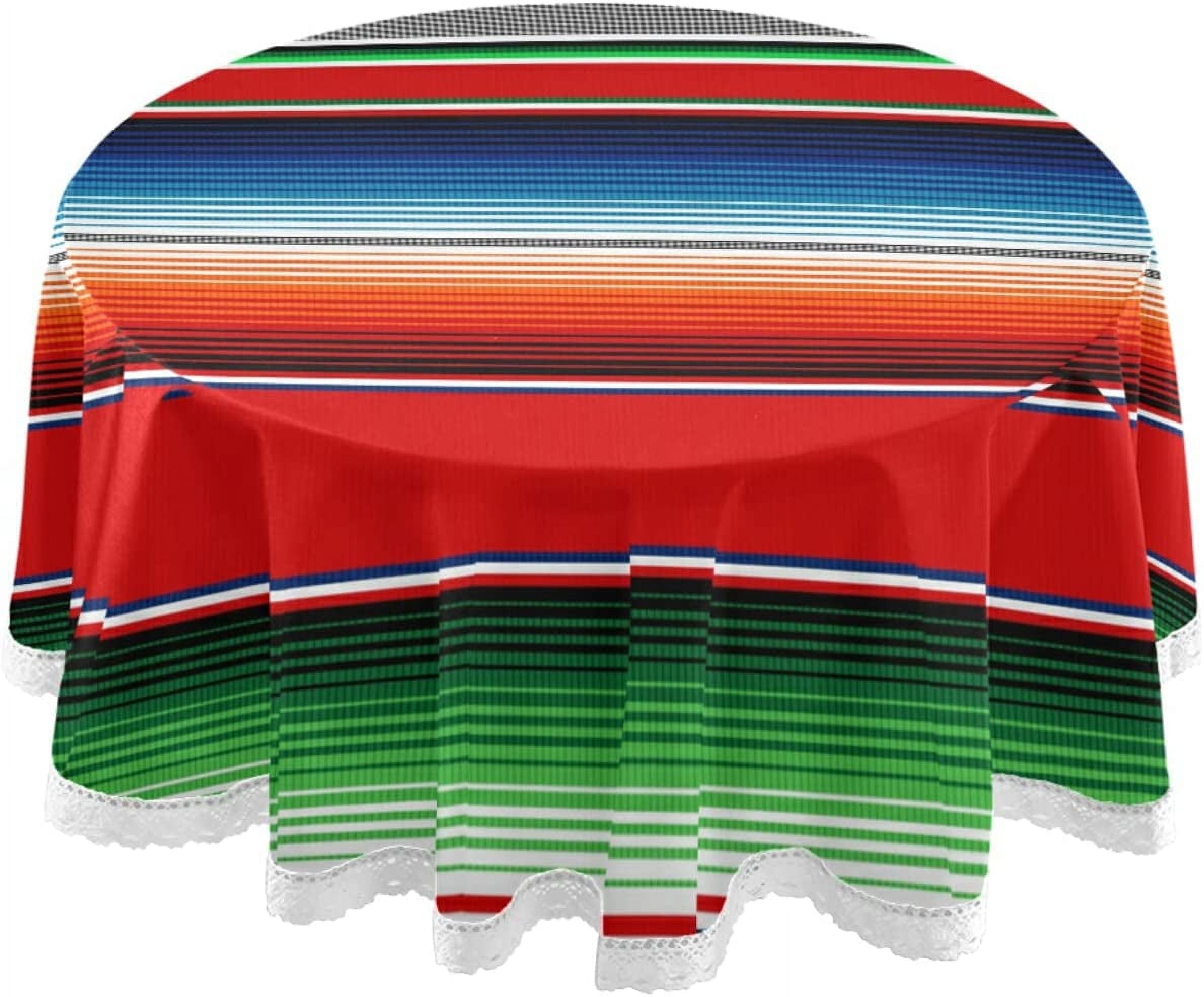 Coolnut Round Tablecloth 60" Mexican Serape Blanket Stripes Circle ...