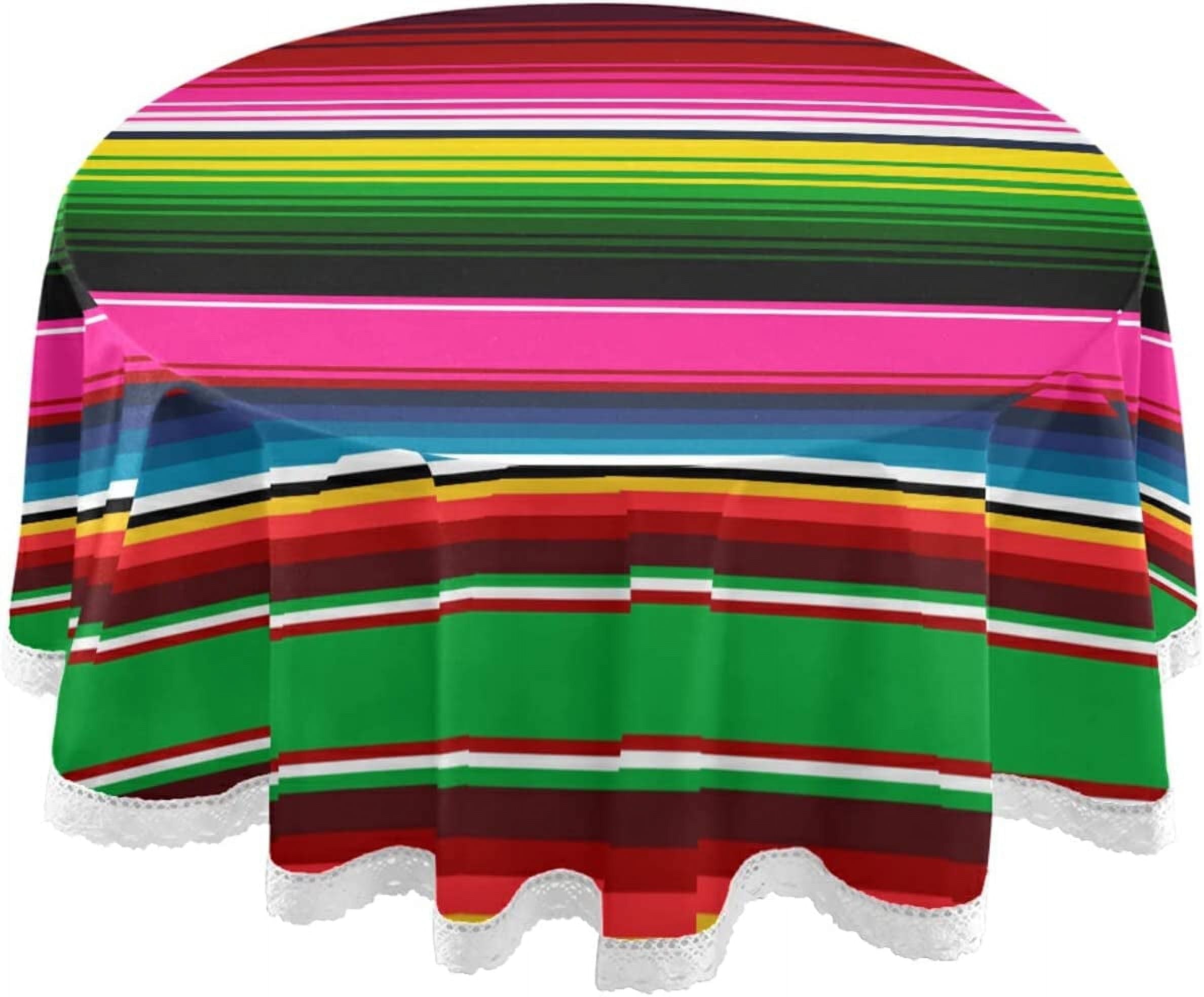 Coolnut Round Tablecloth 60" Mexican Serape Colorful Stripes Circle ...