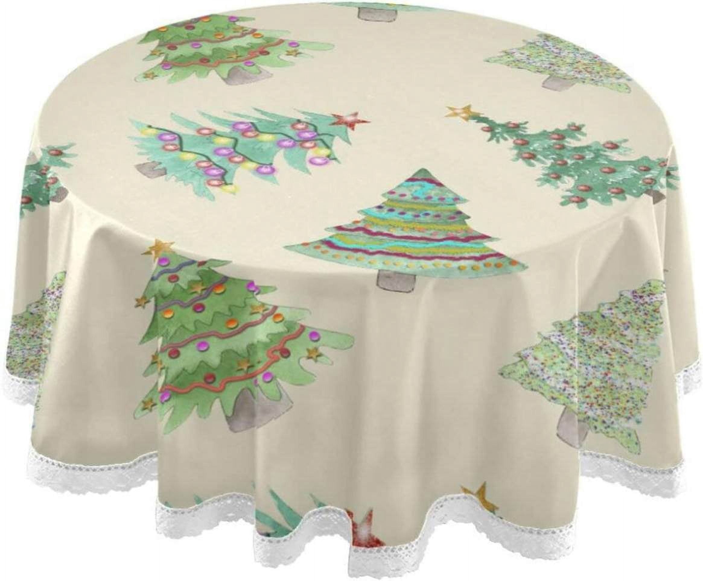 Coolnut Round Tablecloth 60In,Christmas Tree Table Cover Water ...