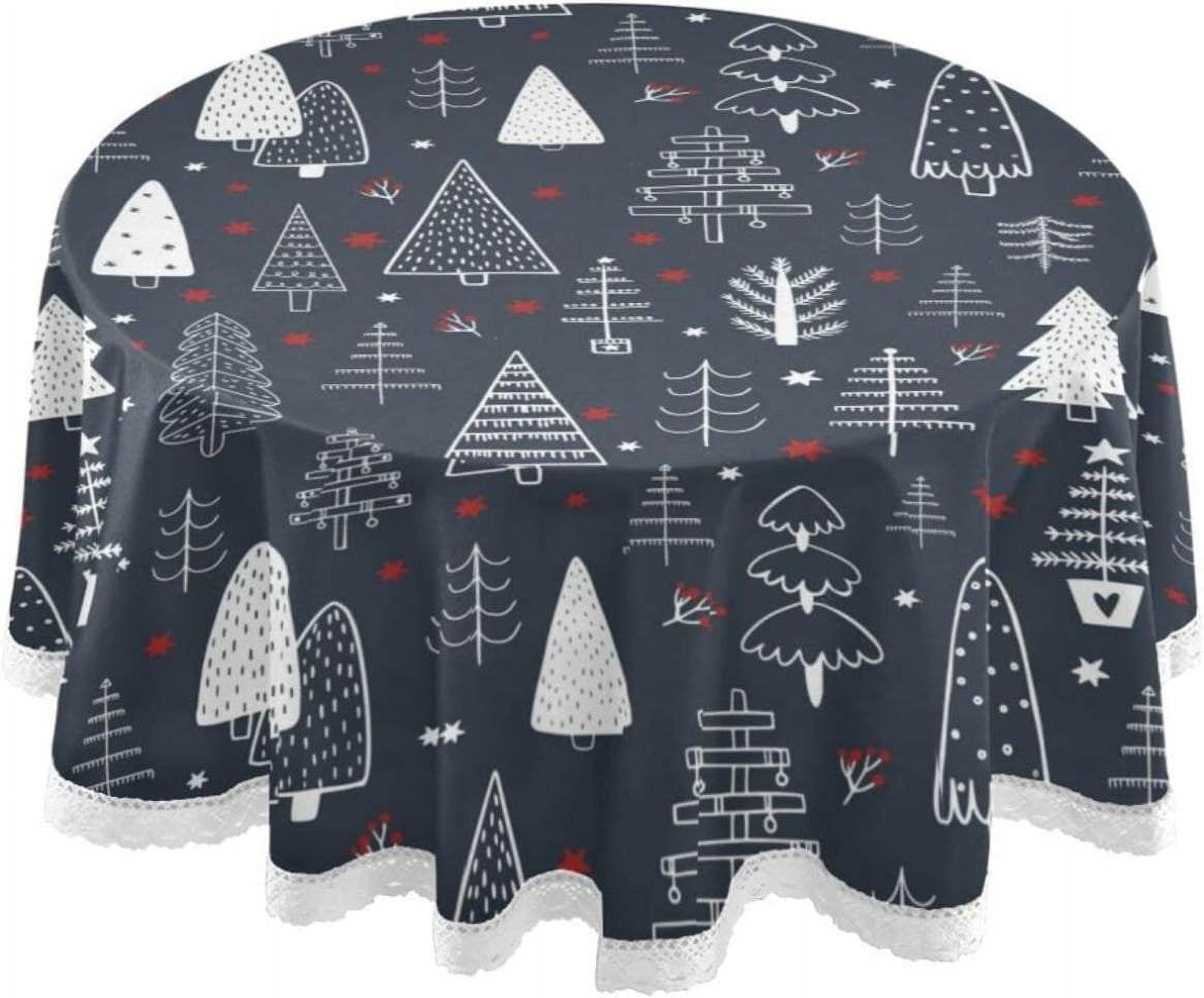 Coolnut Round Tablecloth 60In,Christmas Tree Table Cover Water ...