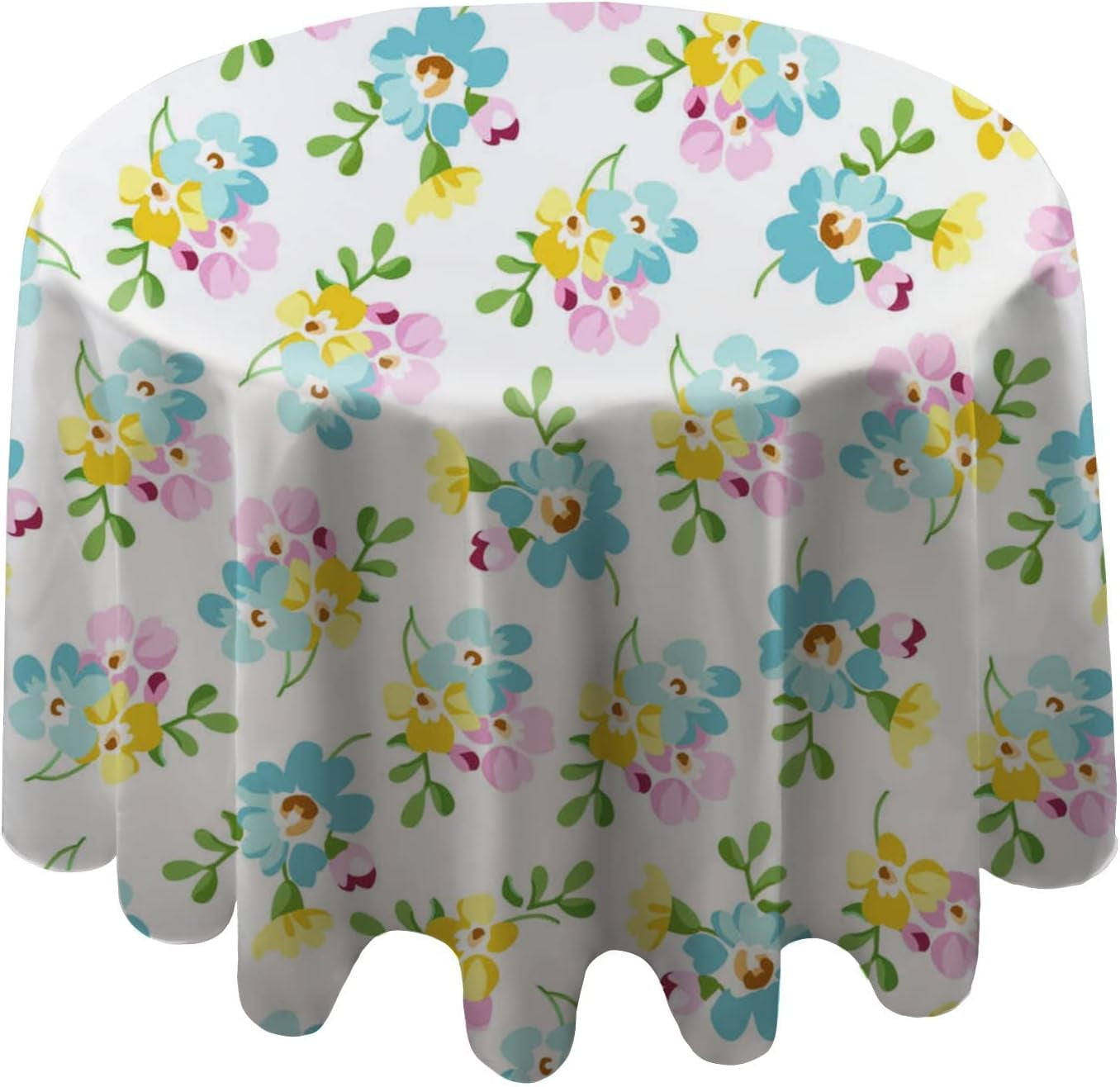Coolnut Round Tablecloth Small Blue Flowers Modern Table Cover for Home ...