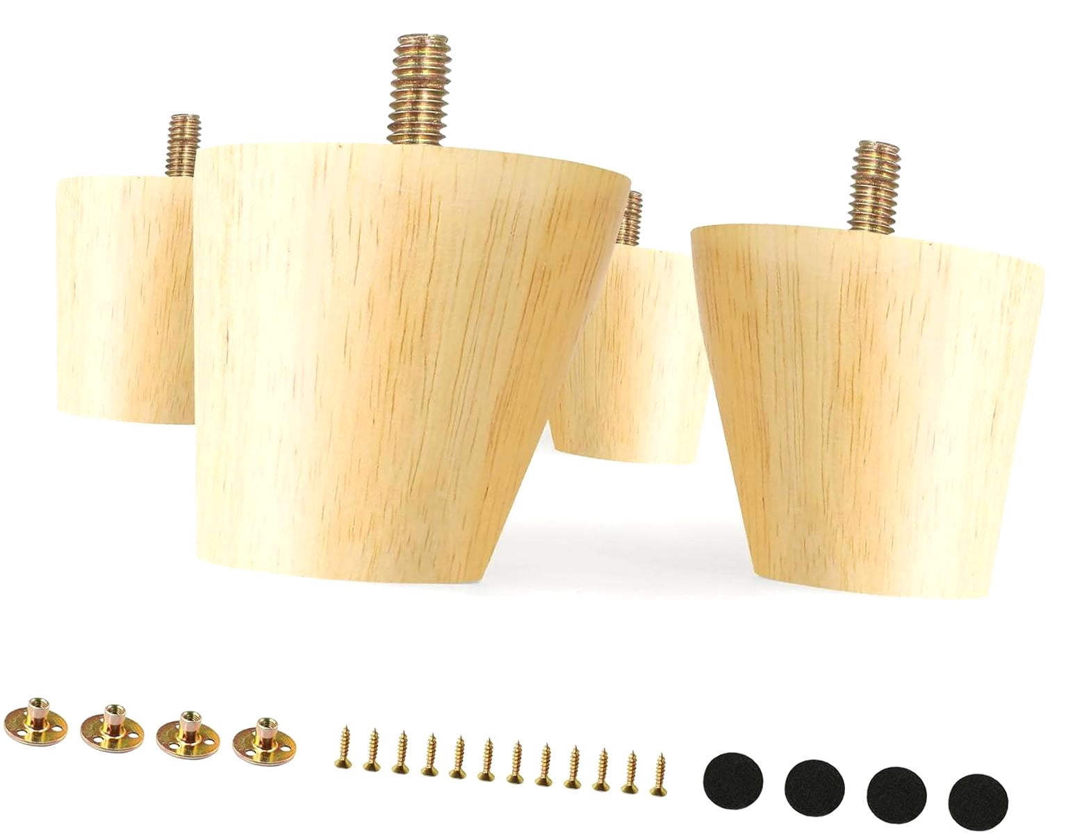 Coolnut Rubber Wood Furniture Supports 2 Inches, Slanted Tapered Wooden ...