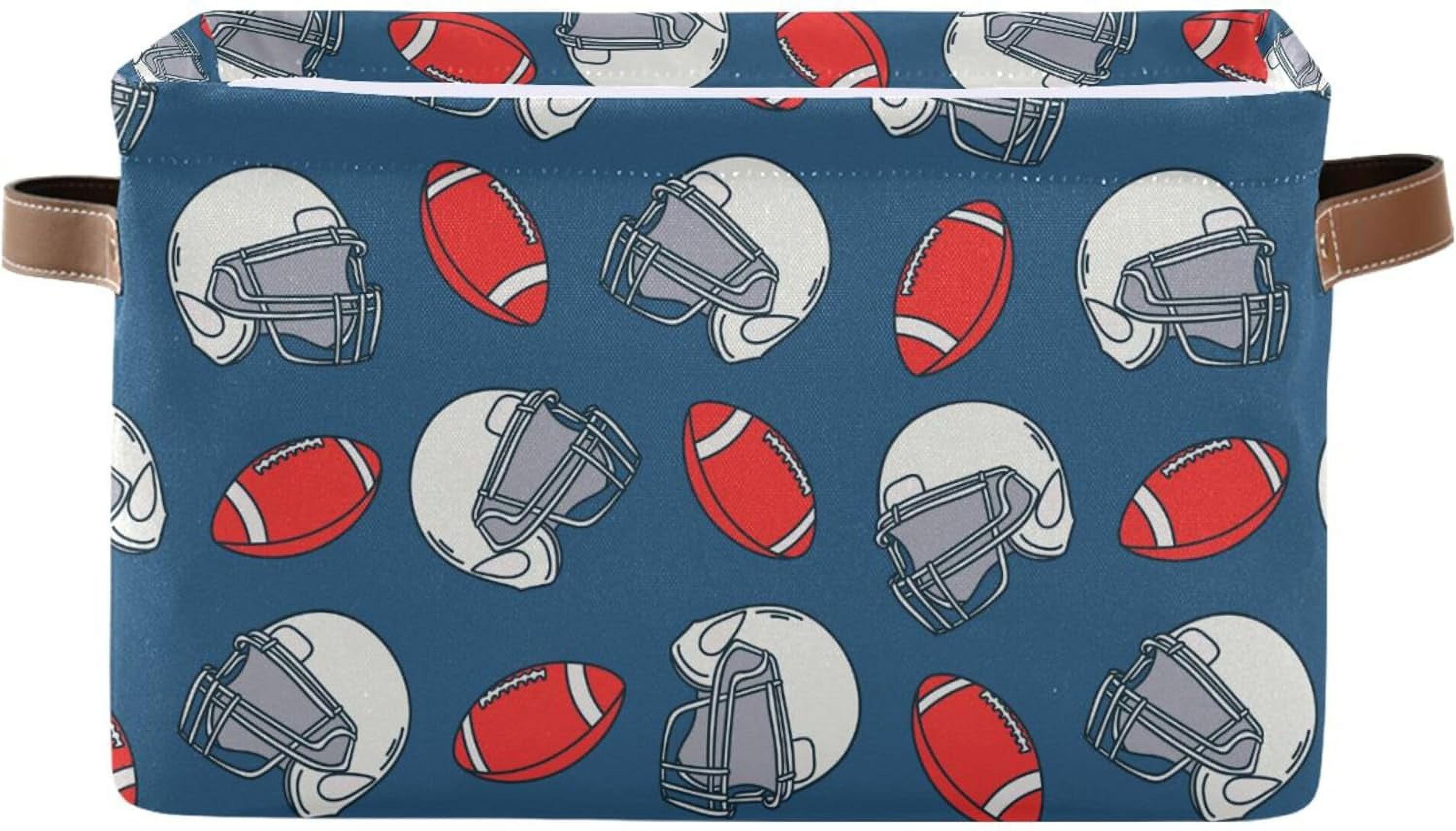 Coolnut Rugby Pattern Storage Basket Foldable Storage Bin, Canvas ...