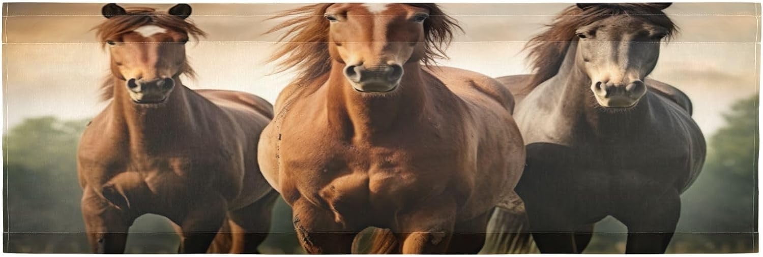 Coolnut Running Horse Curtain Valance for Windows, Rod Pocket Valance ...