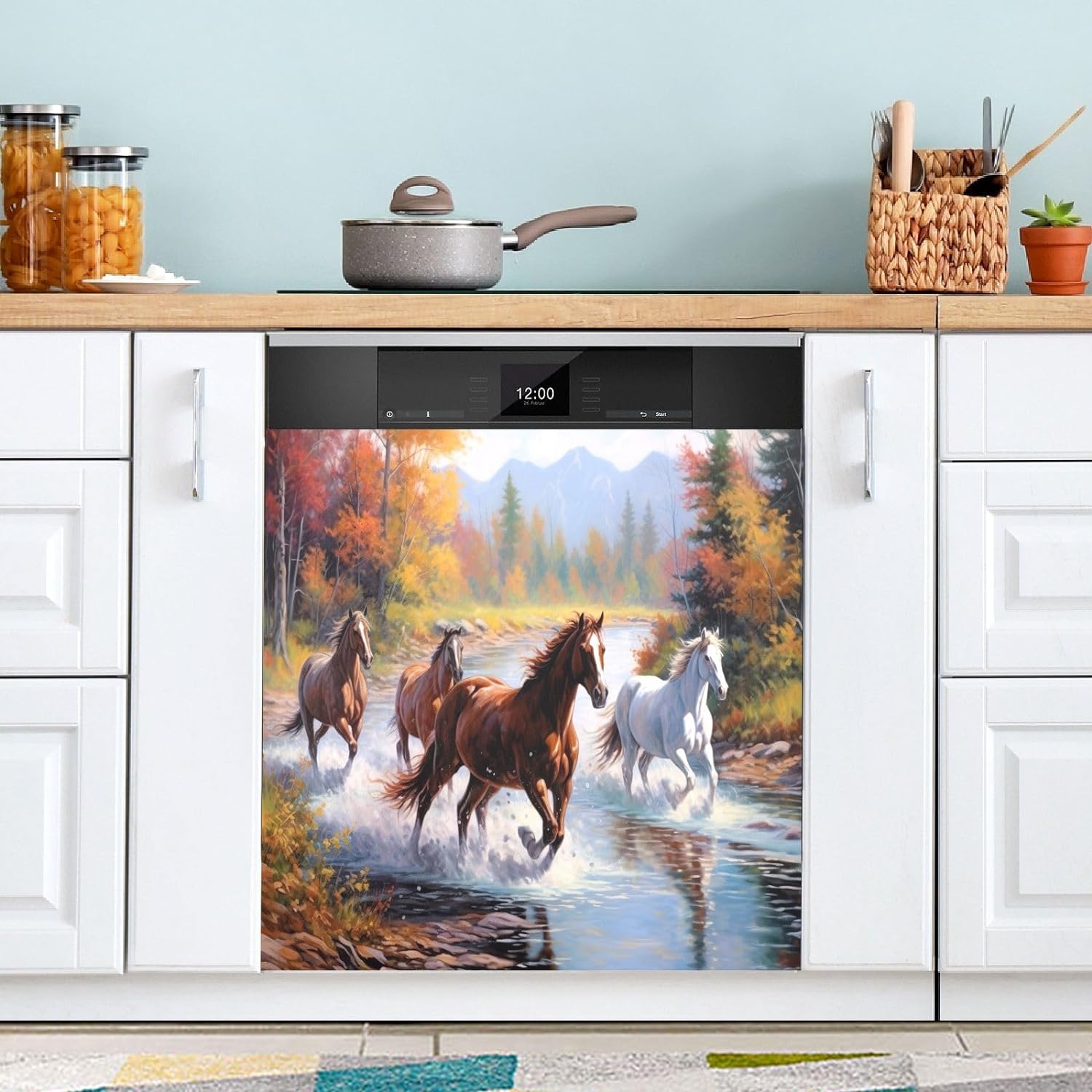 Coolnut Running Horse Dishwasher Magnet Cover, Kitchen Dish Washer Door ...