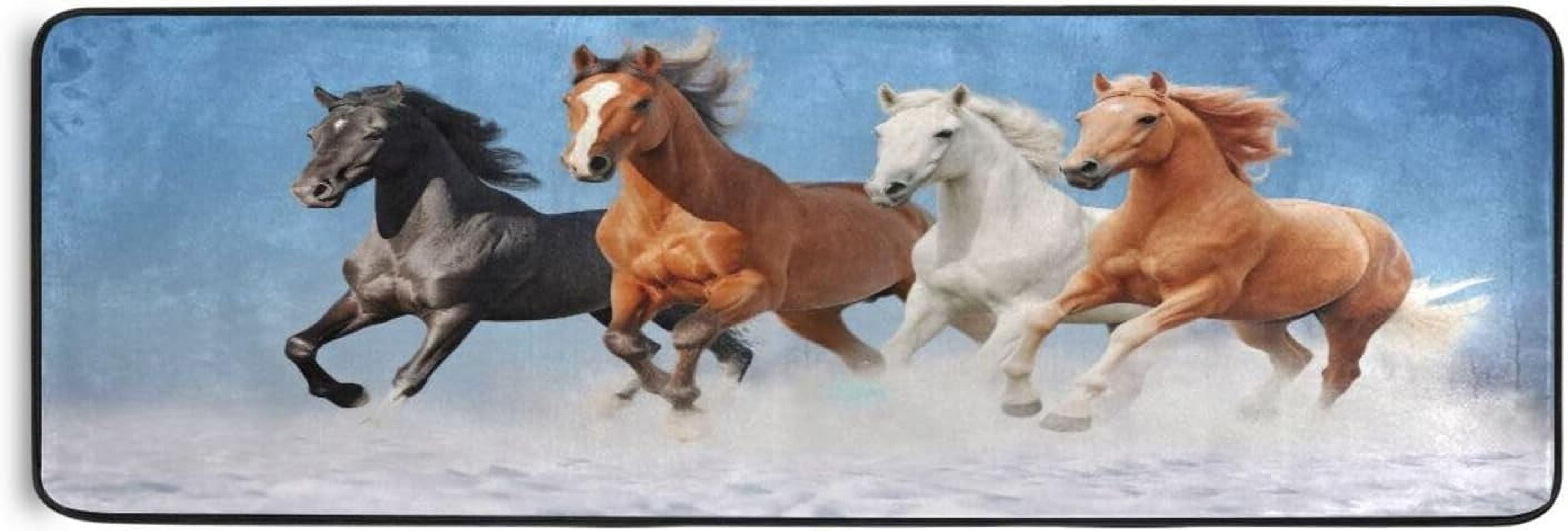 Coolnut Running Horses Area Rug - 2' x 6' Washable Runner Rugs with ...