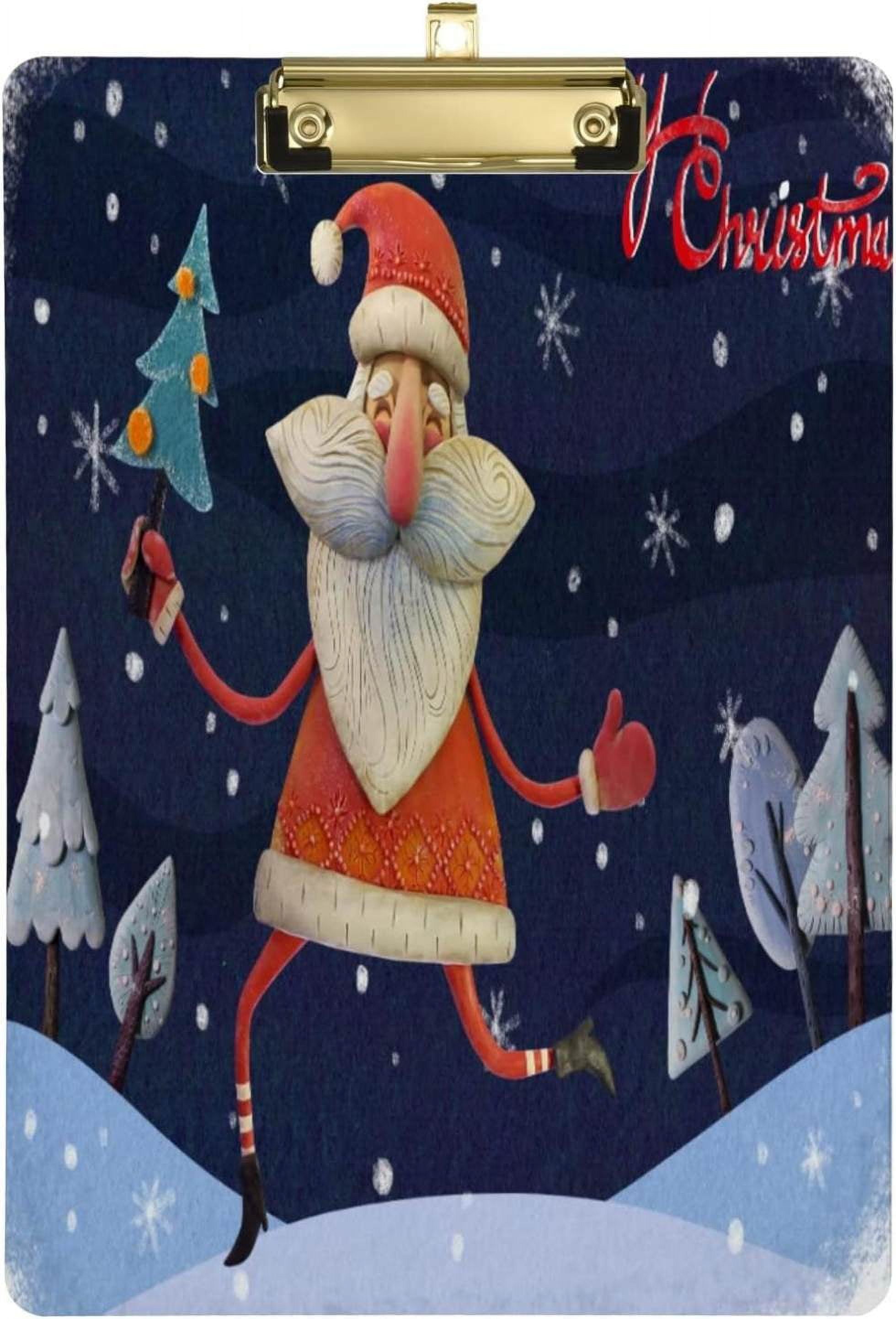 Coolnut Santa Claus Running with Christmas Tree 12.5"x9" Clipboard ...