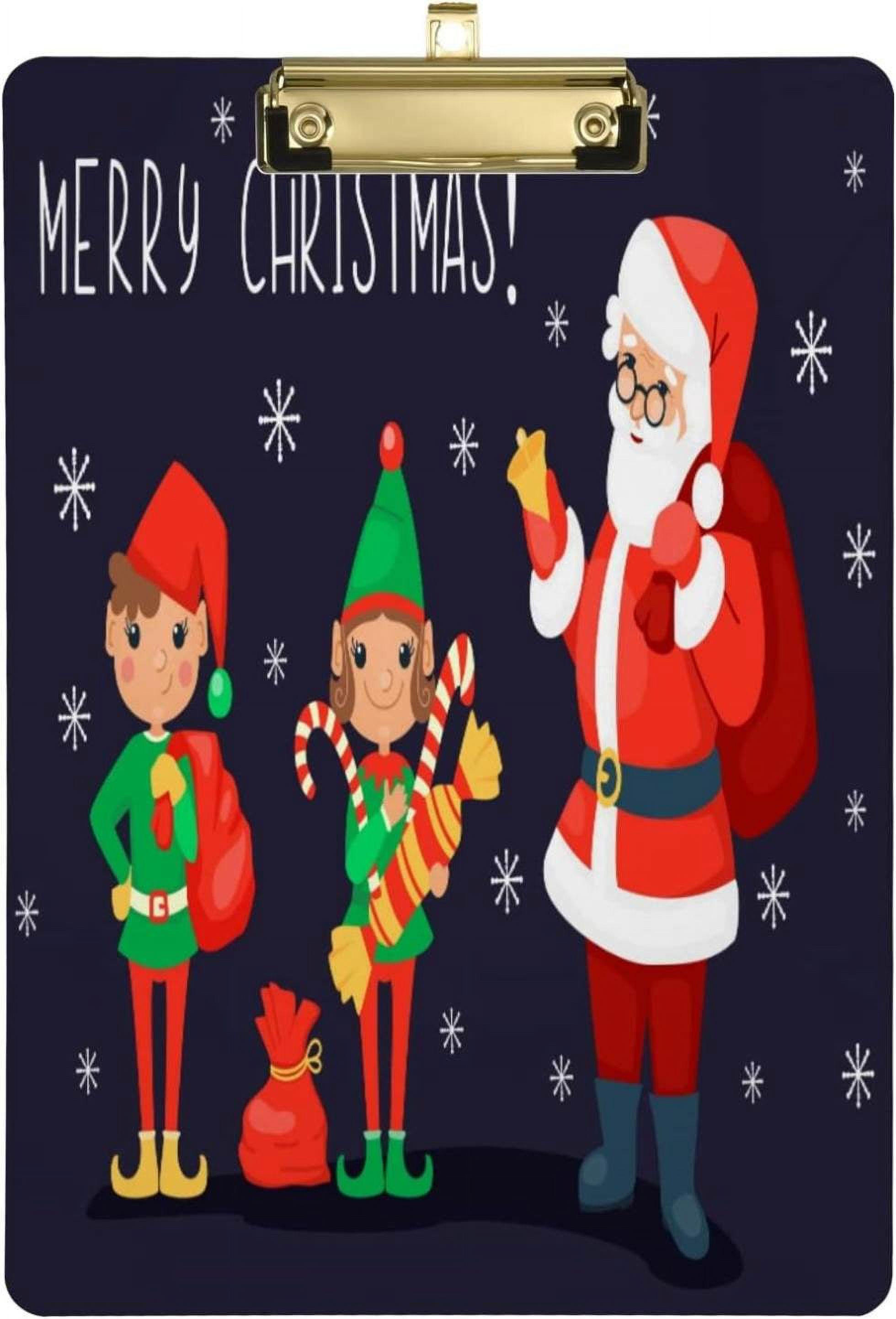 Coolnut Santa Clause with Cute Elves 12.5"x9" Clipboard, Acrylic ...