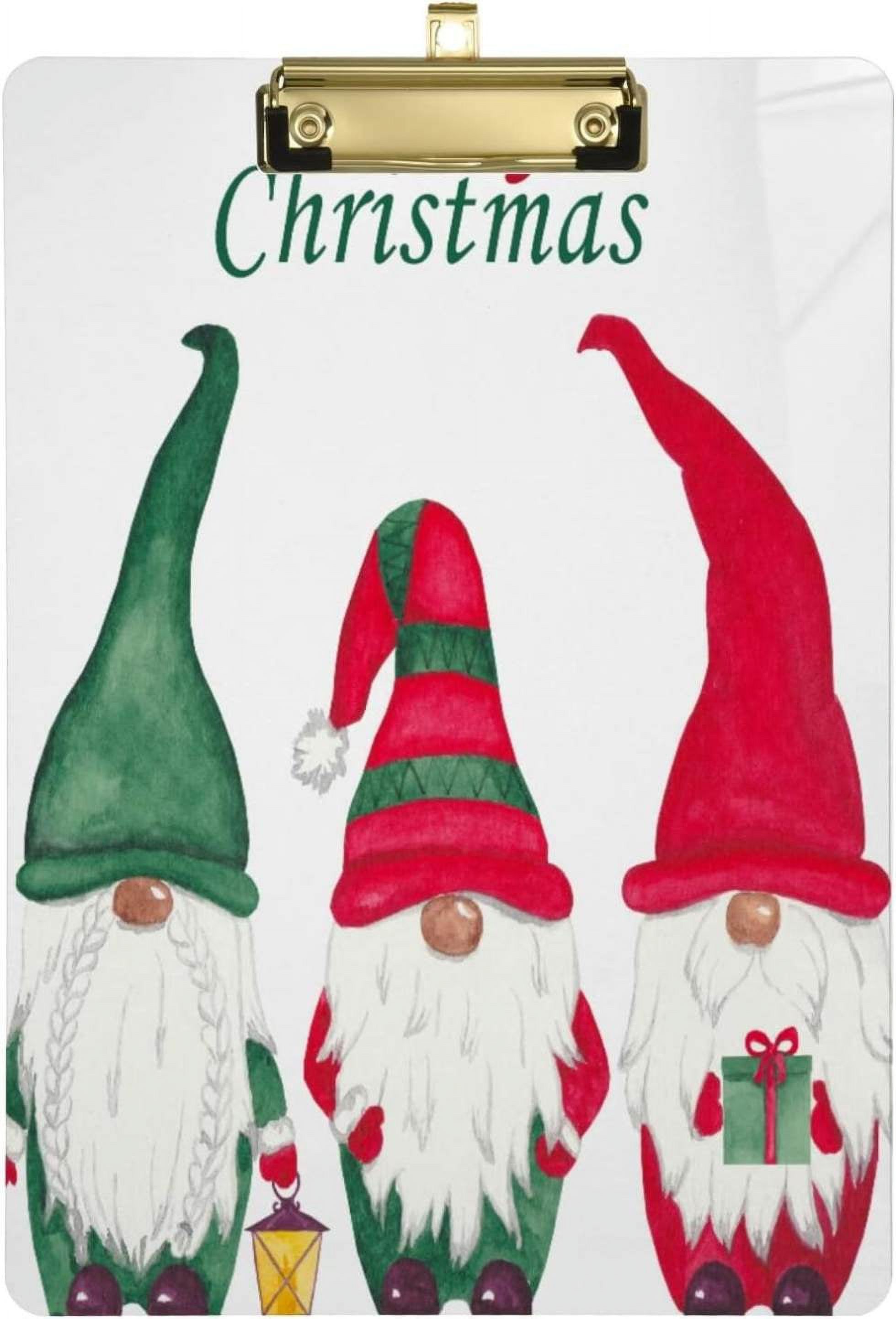 Coolnut Scandinavian Christmas Gnomes 12.5"x9" Clipboard, Acrylic Fashion Letter A4 Size ...