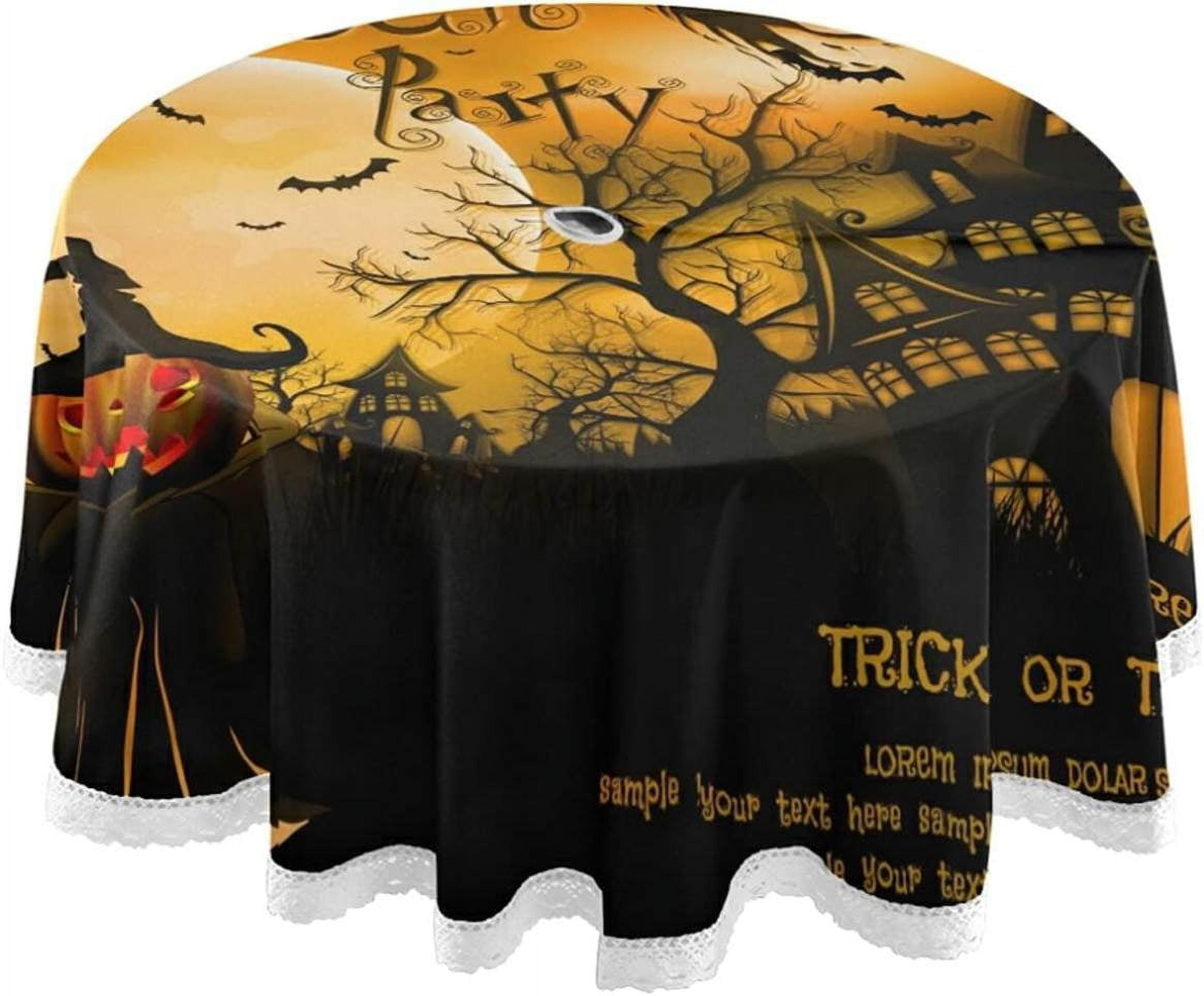 Coolnut Scary Halloween Night Round Tablecloth 60", Waterproof Table ...
