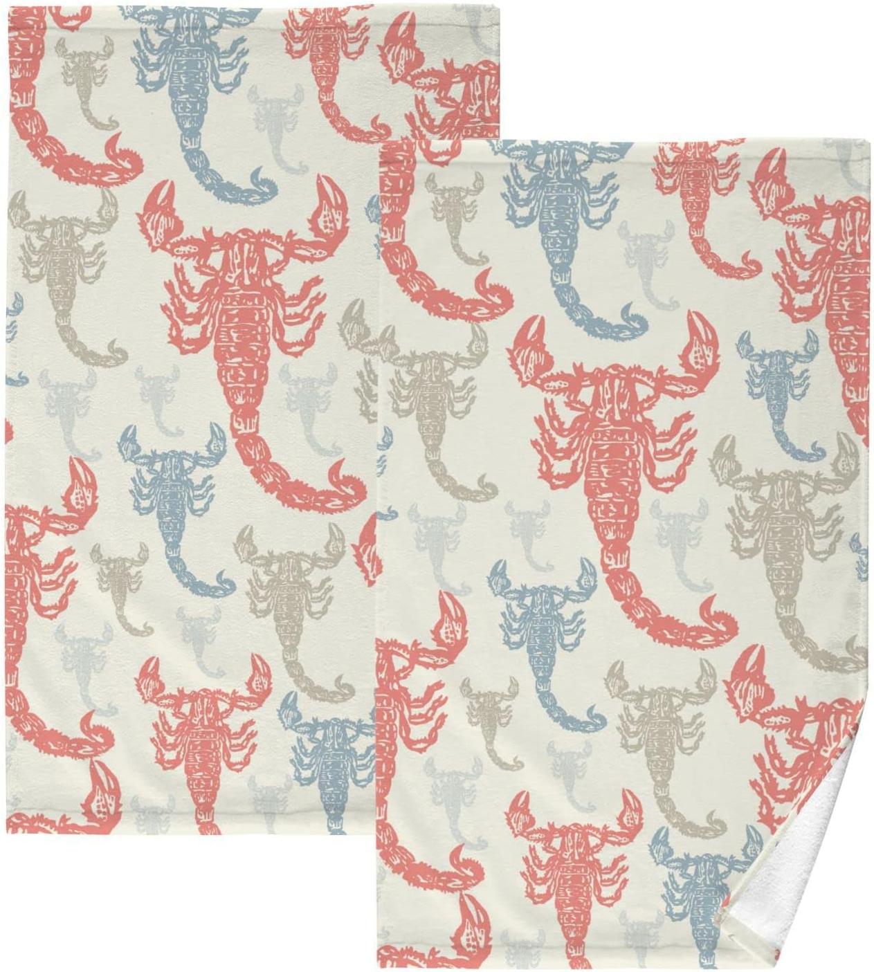 Coolnut Scorpion Patterned Hand Towels 2 PCS, Cotton Bath Towel for ...