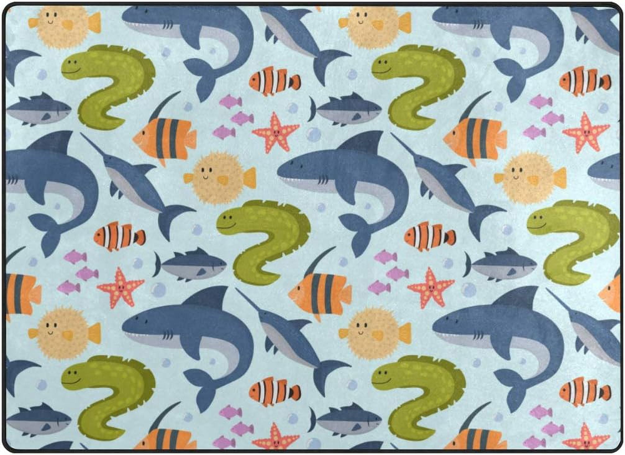 Coolnut Sea Animals Creatures Lightweight Carpet Mats, 5'3" x 4' Area ...