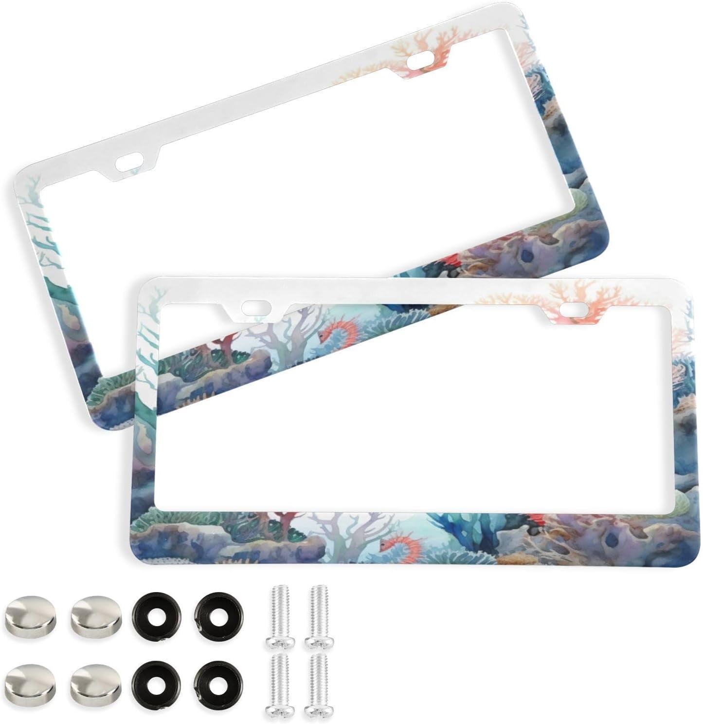 Coolnut Sea Animals License Plate Frame 2 Holes Rustproof Aluminium ...