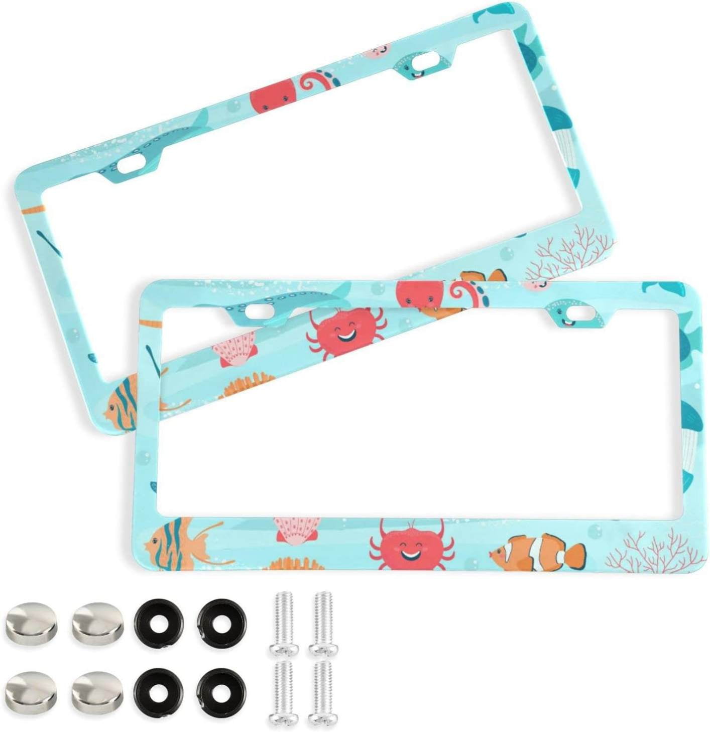 Coolnut Sea Life License Plate Frames 2pcs, Aluminum Universal Car ...