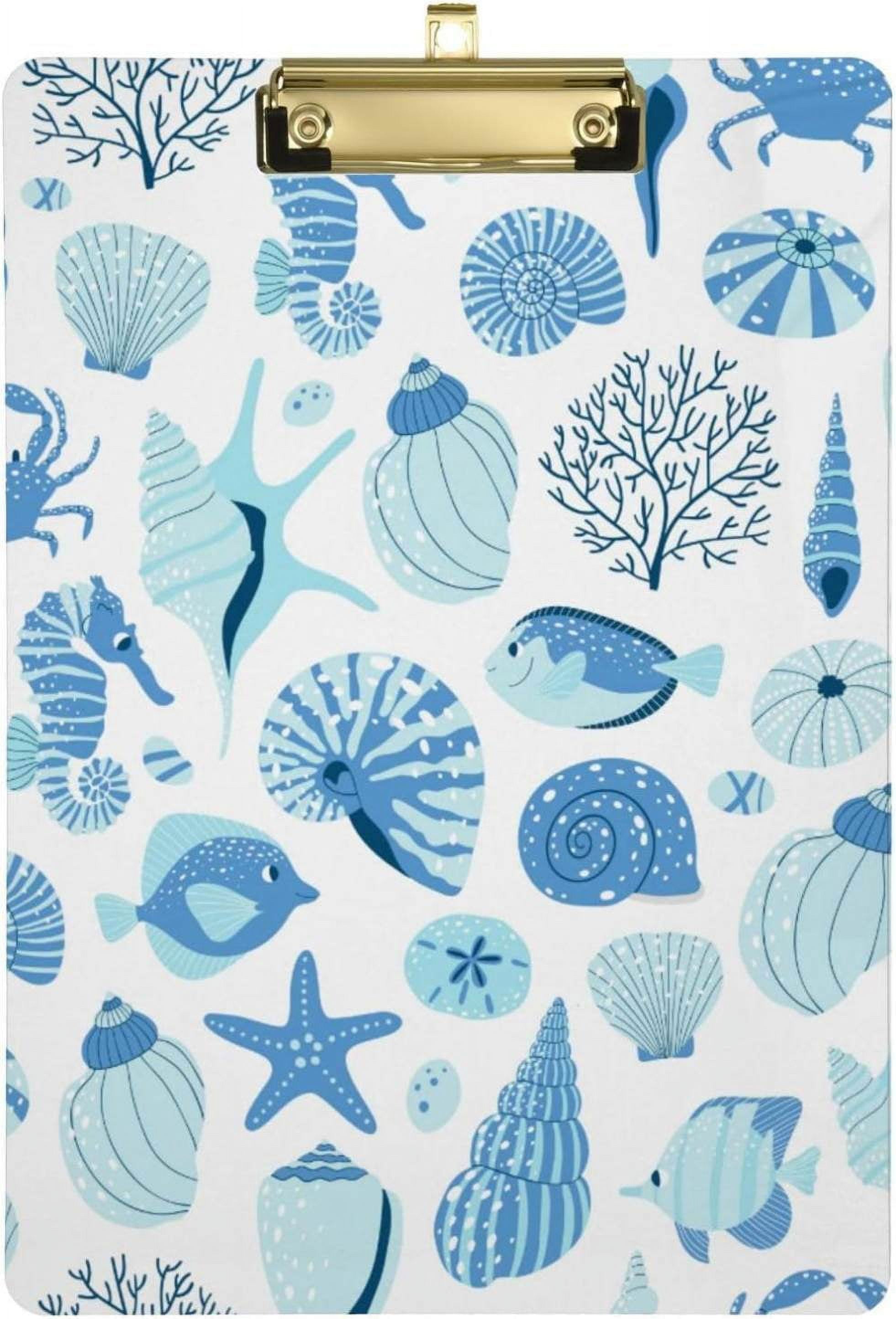 Coolnut Sea Shells Clipboard, Acrylic Standard A4 Letter Size Clip ...