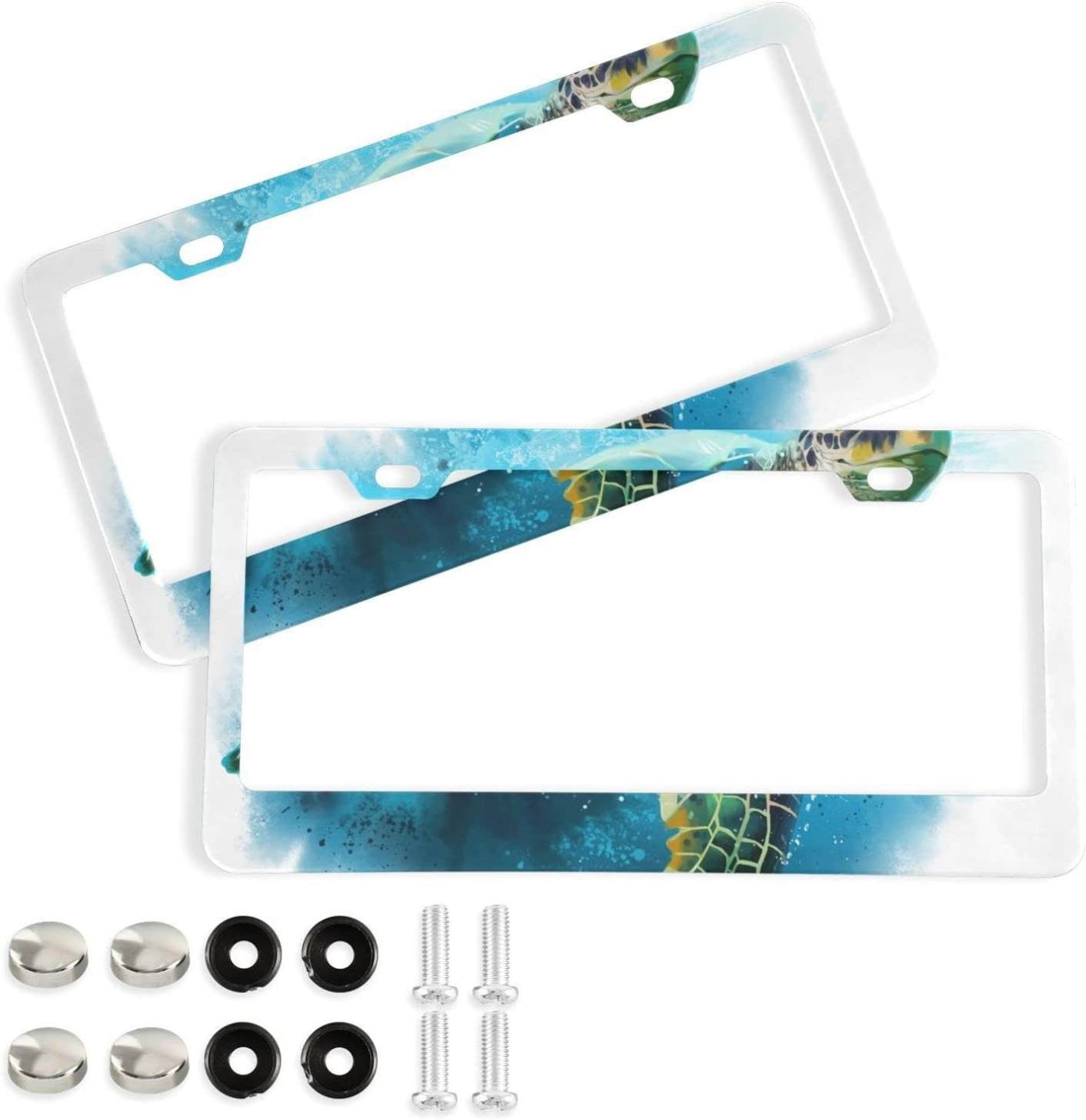 Coolnut Sea Turtle 2 Holes Car License Plate Frames 2PCS, Car License ...