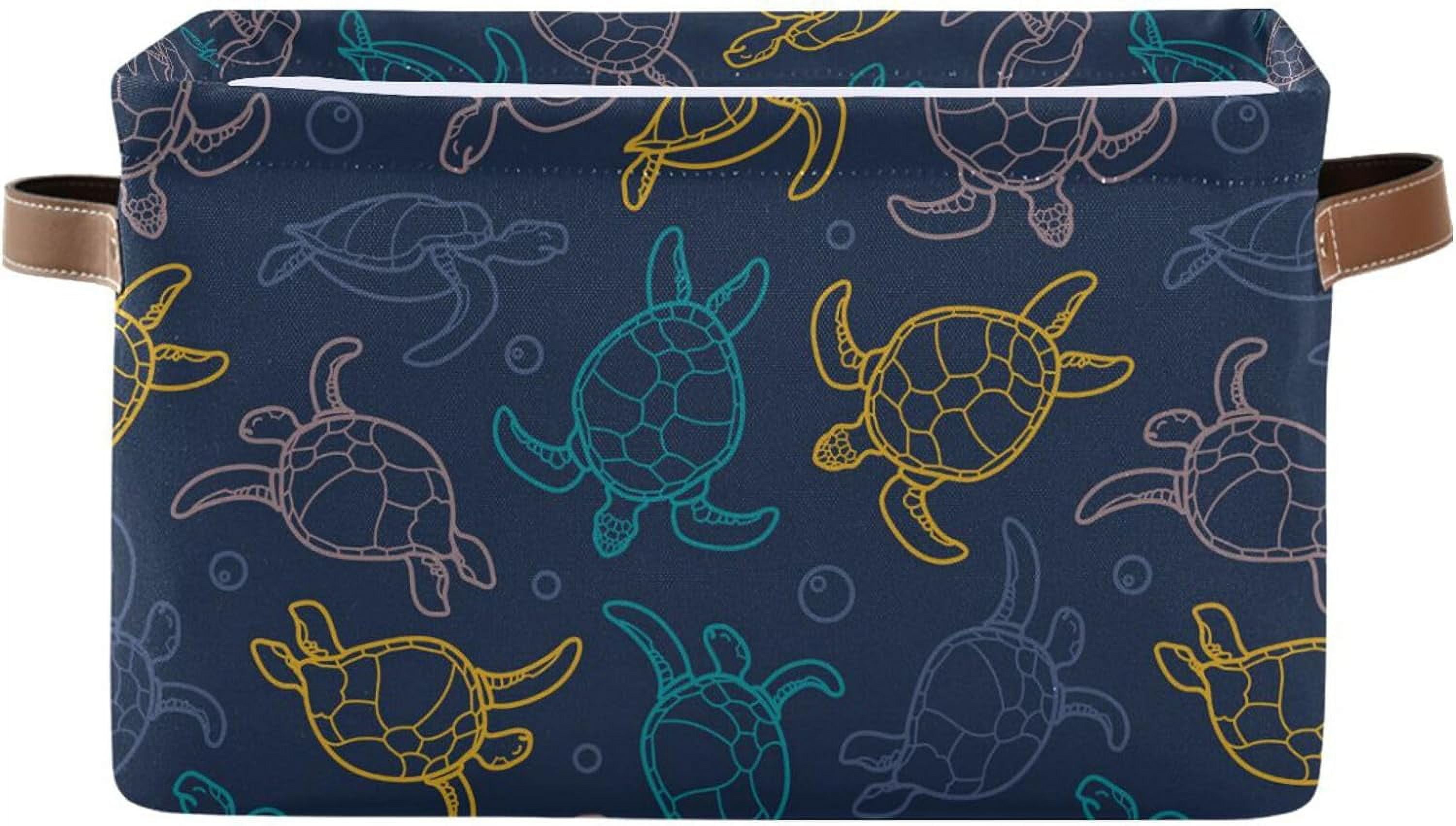 Coolnut Sea Turtle Foldable Canvas Storage Bin, Sturdy Fabric Storage ...