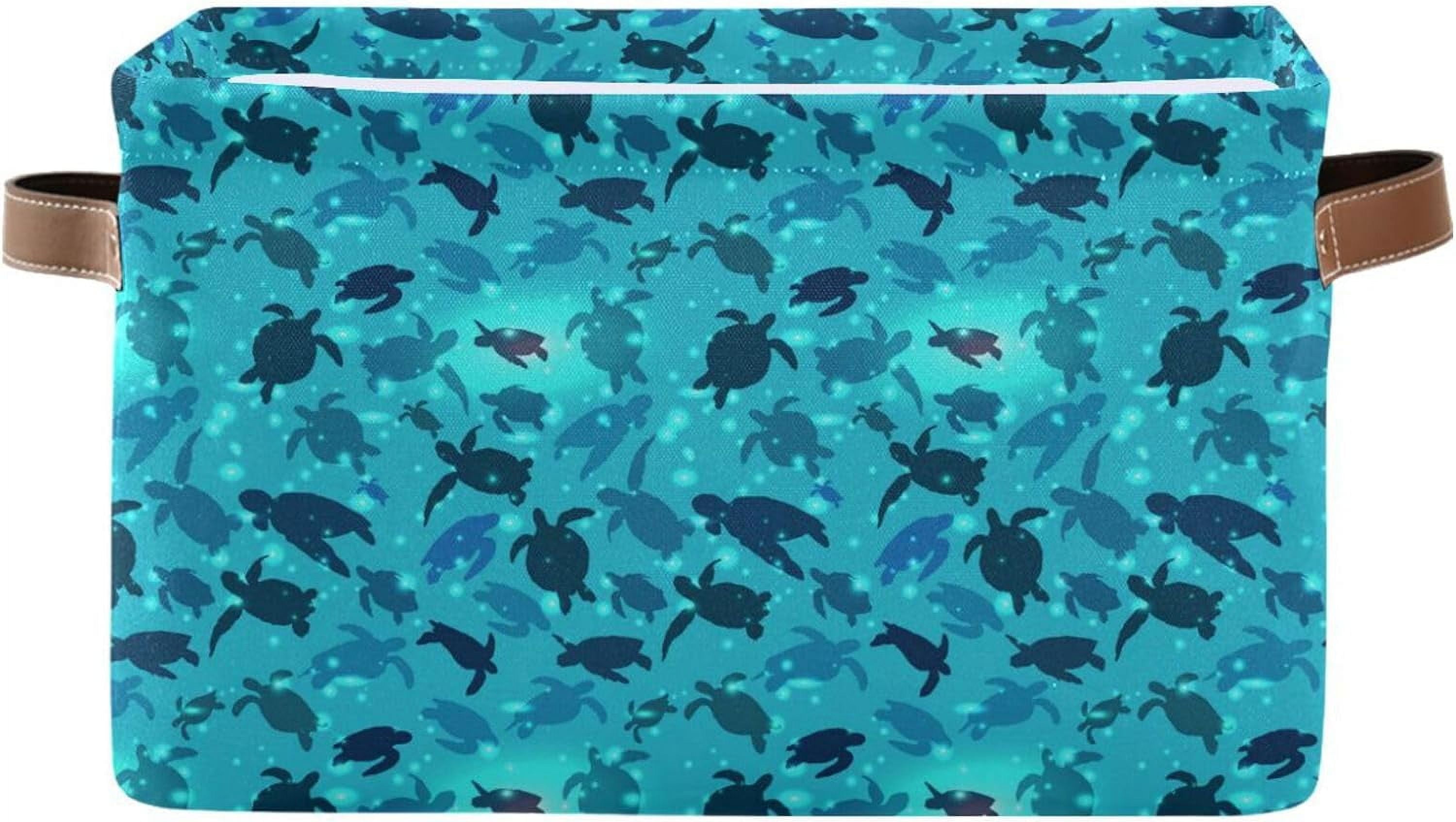 Coolnut Sea Turtle Storage Basket 2 Pack, Foldable Canvas Fabric ...