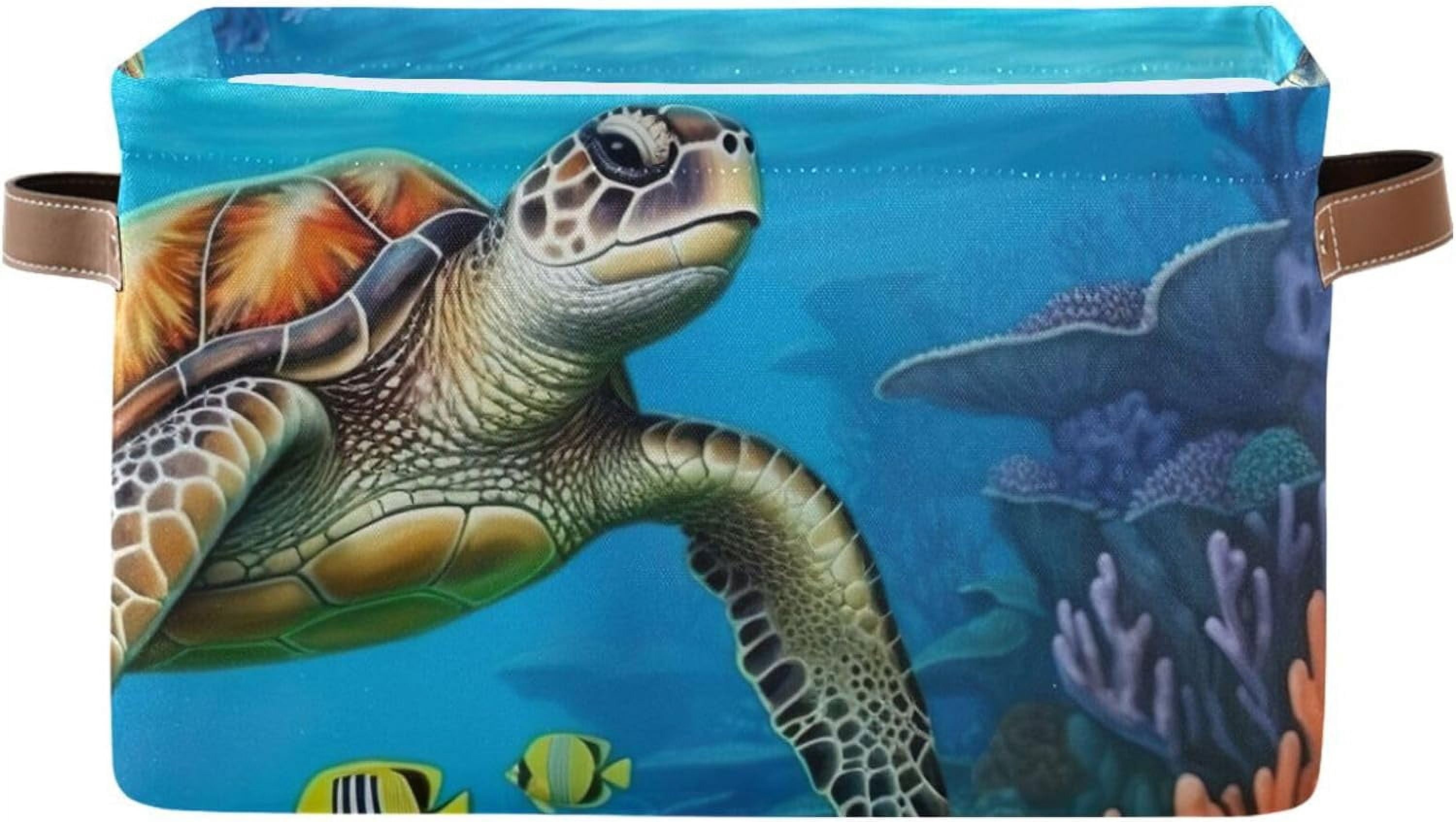 Coolnut Sea Turtle Storage Bins Foldable Canvas Fabric Storage Basket ...