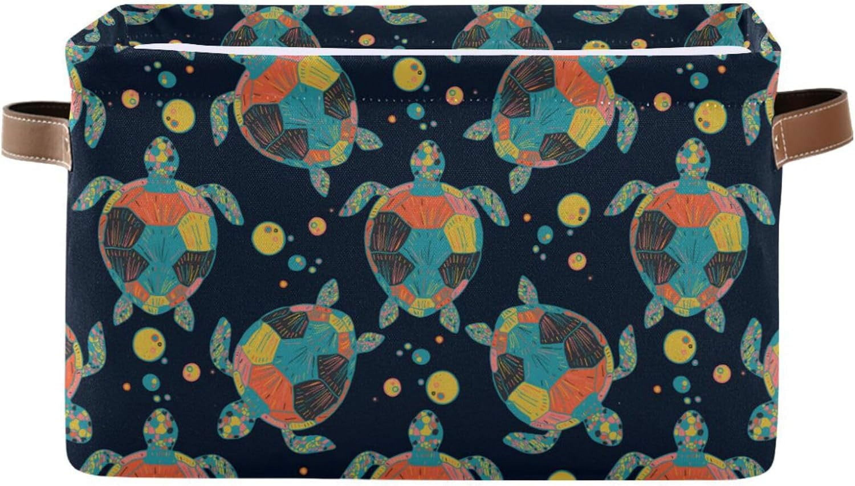 Coolnut Sea Turtles Foldable Canvas Storage Bin, Sturdy Fabric Storage ...