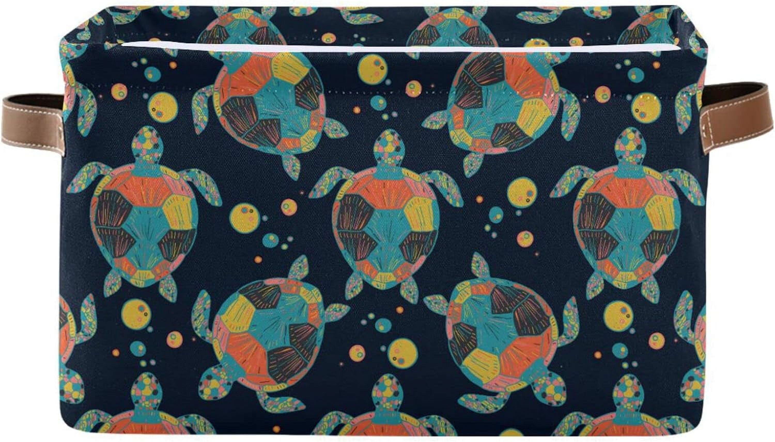 Coolnut Sea Turtles Foldable Storage Basket for Shelves, Collapsible ...