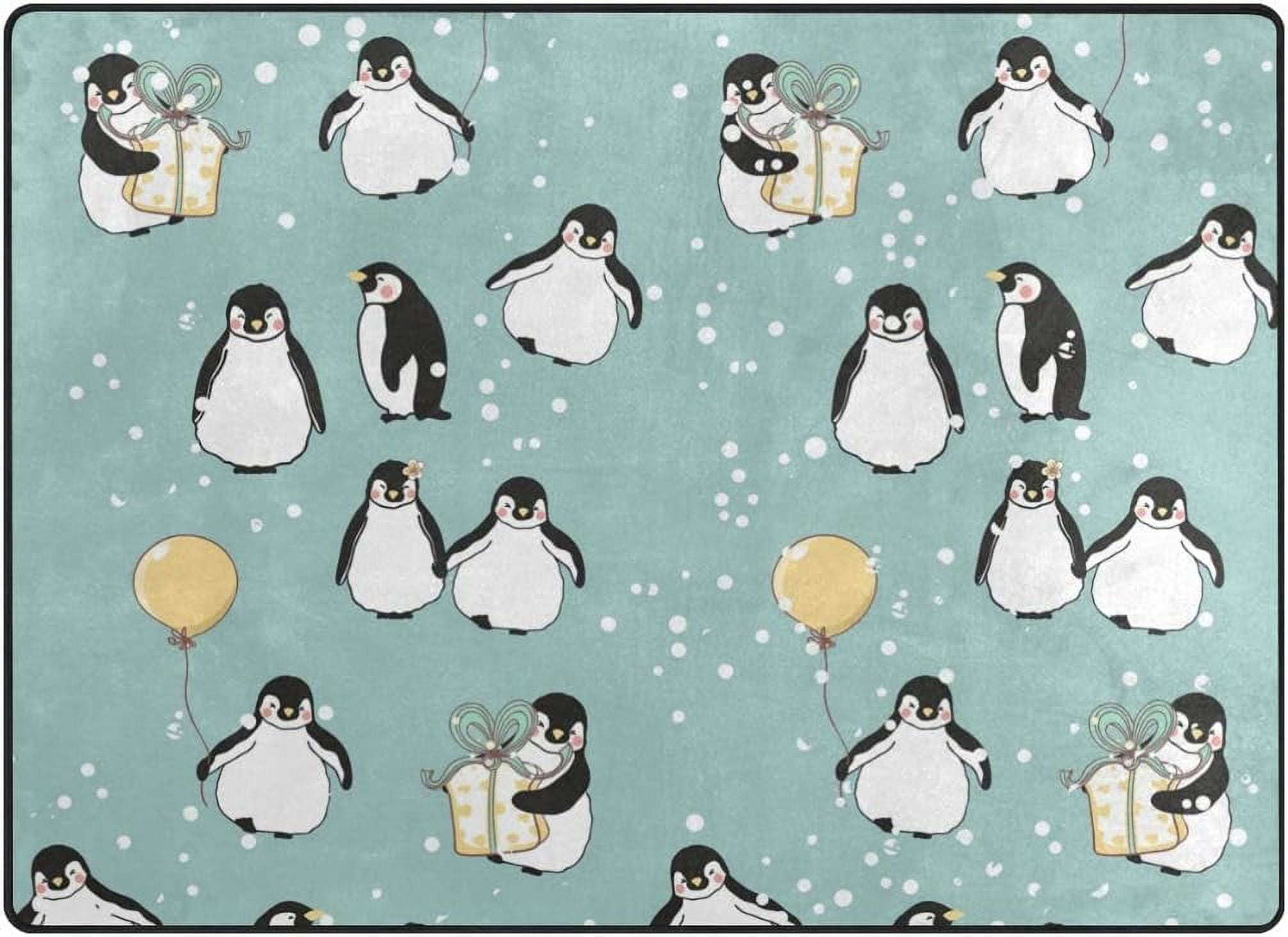 Coolnut Seamless Penguin Pattern Area Rug Carpet 5x4 Light Weight ...