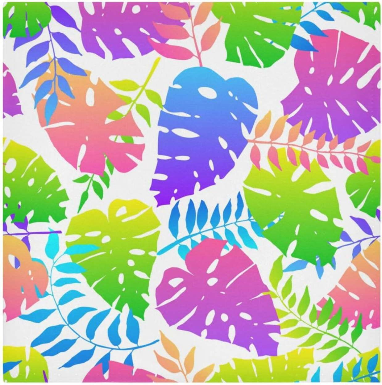 Coolnut Set of 1 Beautiful Colorful Neon Leaves Satin Napkin Square 20 ...