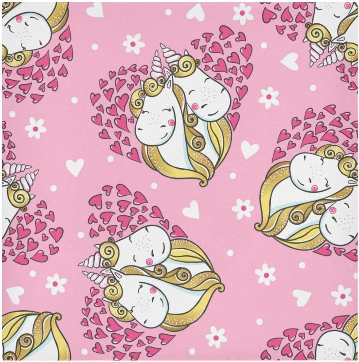 Coolnut Set of 1 Cute Unicorn Falling in Love Satin Napkin Square 20 ...