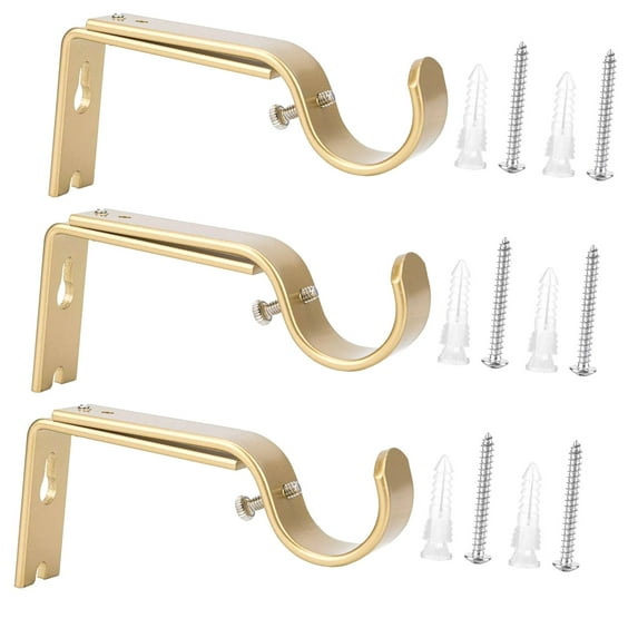Coolnut Set of 3 Golden Curtain Rod Brackets Rod Holders Curtain Rod ...