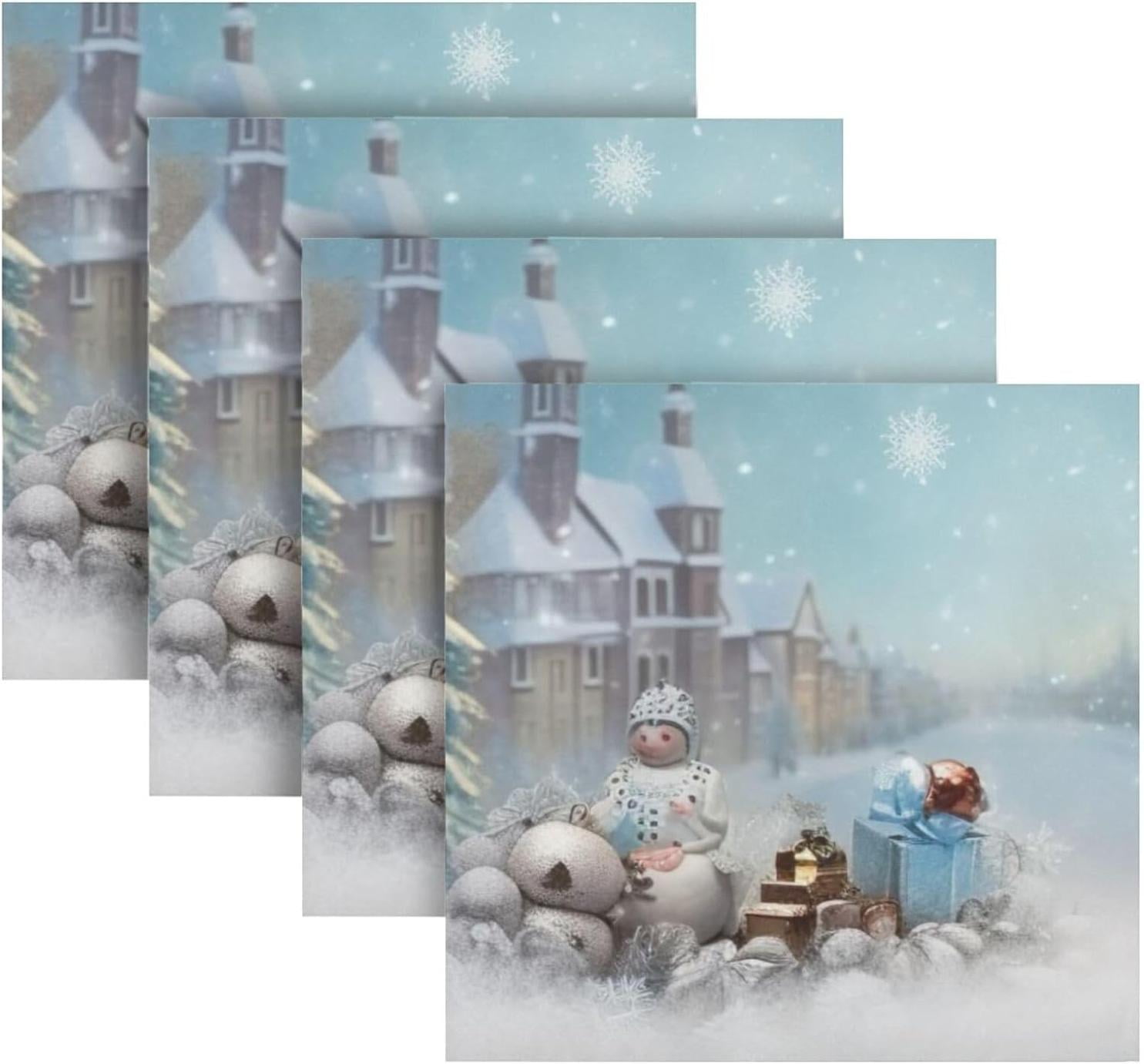 Coolnut Set of 4 Christmas Snowman Napkins Cloth Napkins 20"x20 ...