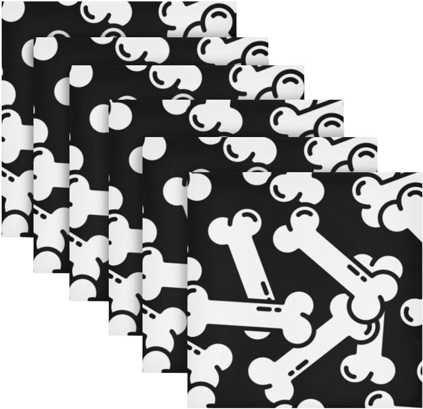 Coolnut Set of 6 Dog Bone Doodle Napkins Cloth Napkins 20"x20 ...