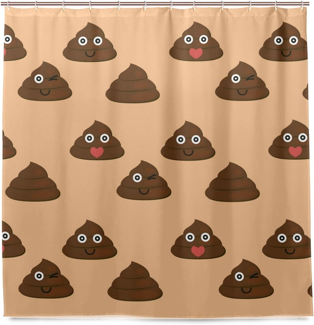 Coolnut Set of Cute Poop Bath Shower Curtain Liners 72"x72", 100% ...