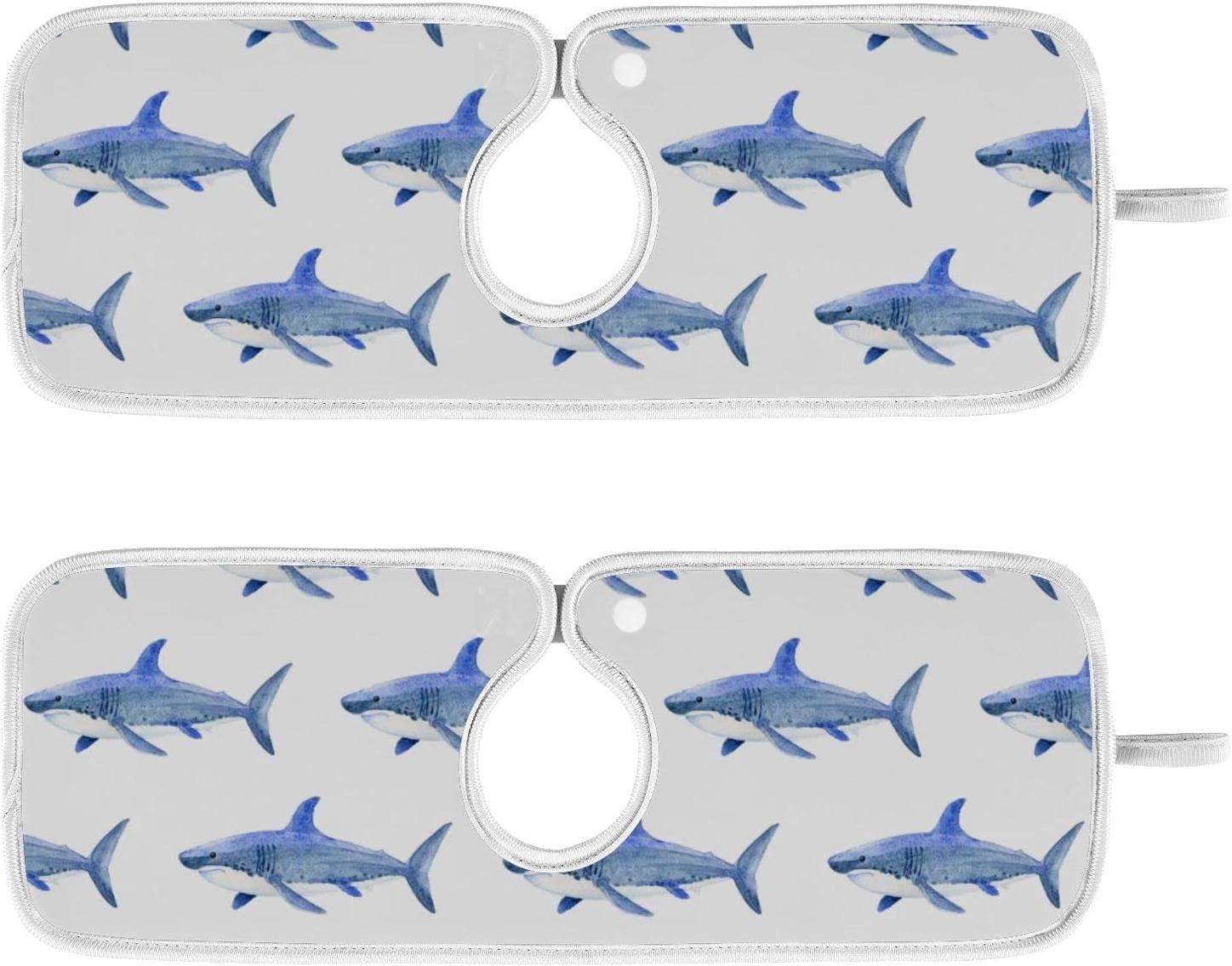 Coolnut Shark Watercolor 2PCS Faucet Absorbent Mat Kitchen Faucet Sink ...