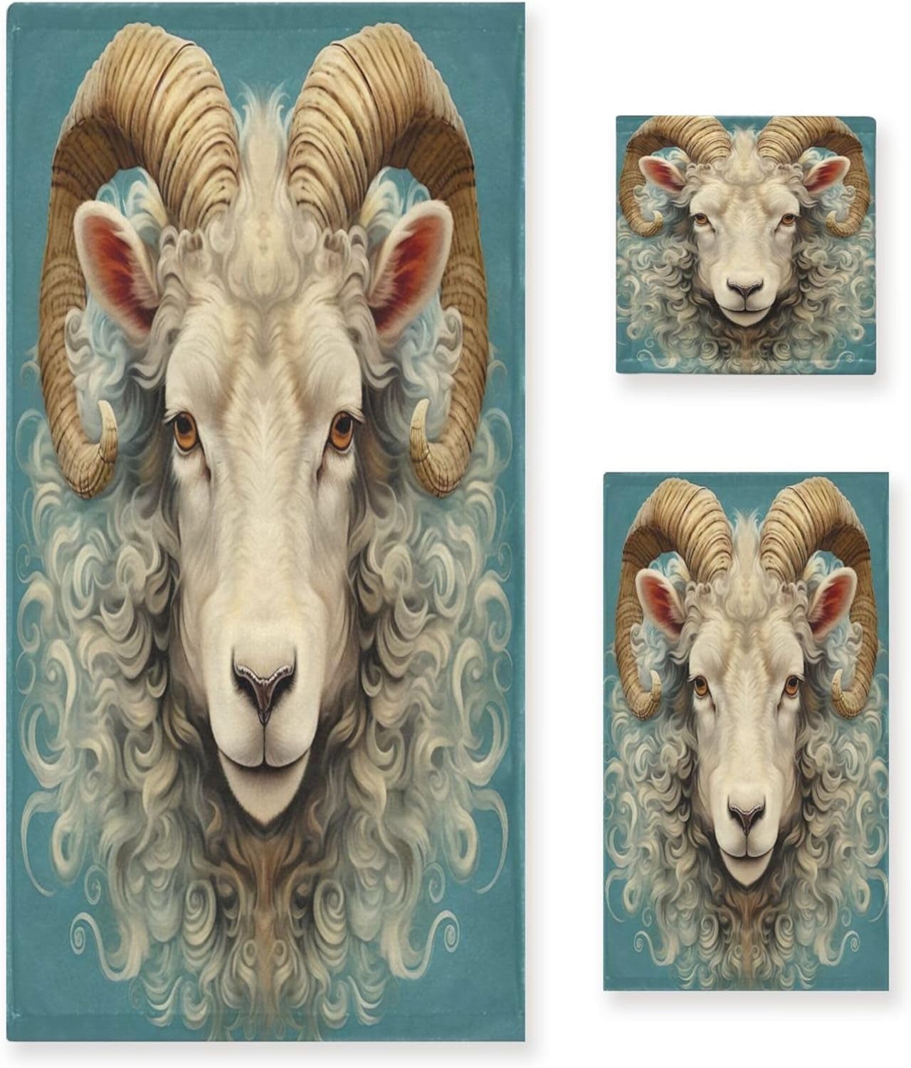 Coolnut Sheep Bathroom Towel Set of 3 with Hand Towel, Wash Cloths ...