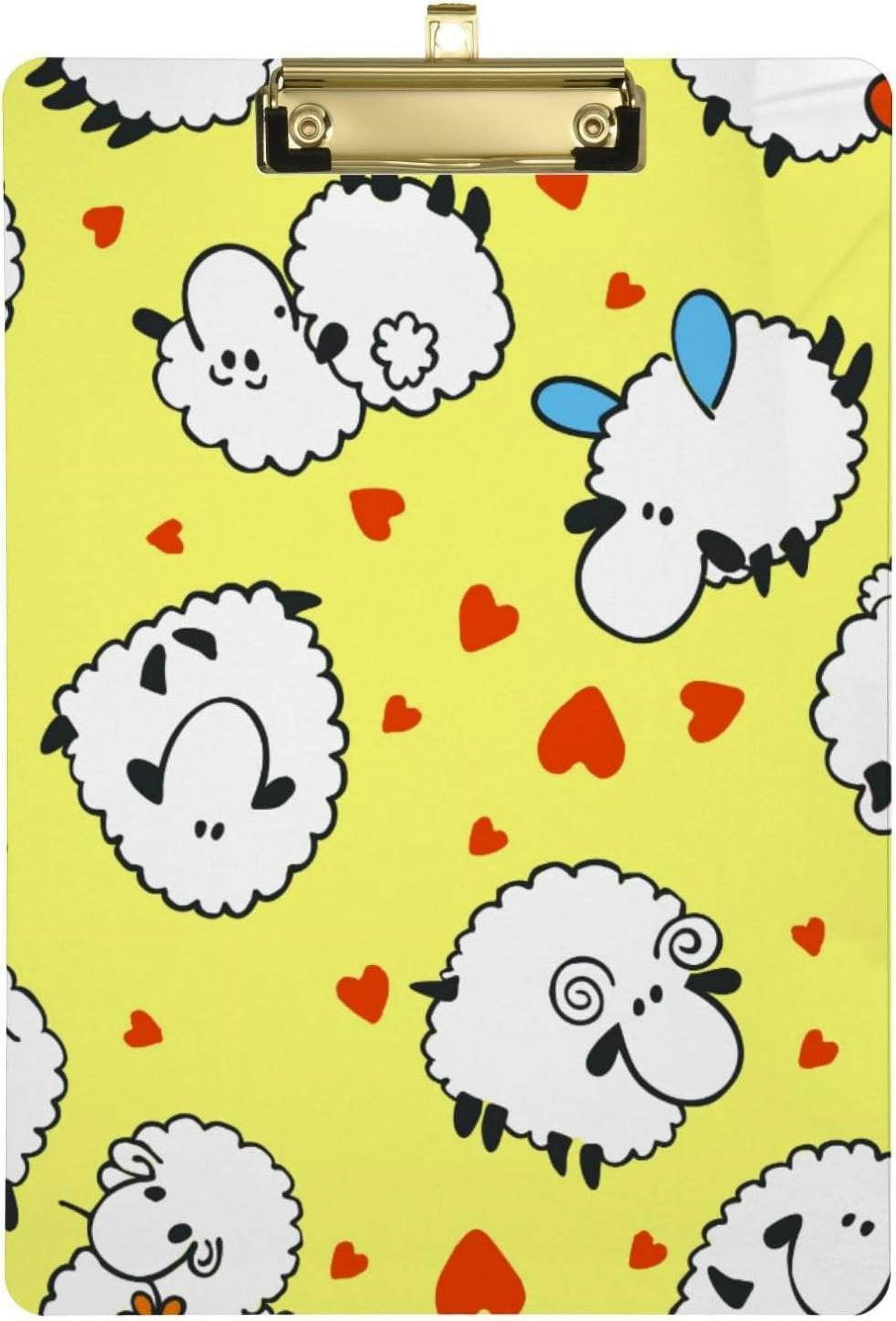 Coolnut Sheep Clipboard, Acrylic Standard A4 Letter Size Clip Board ...