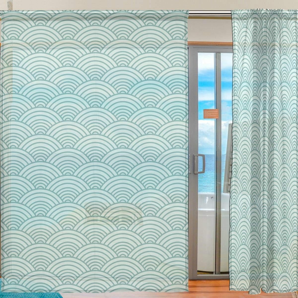 Coolnut Sheer Curtains Abstract Wavy Pattern Gauze Door and Window ...