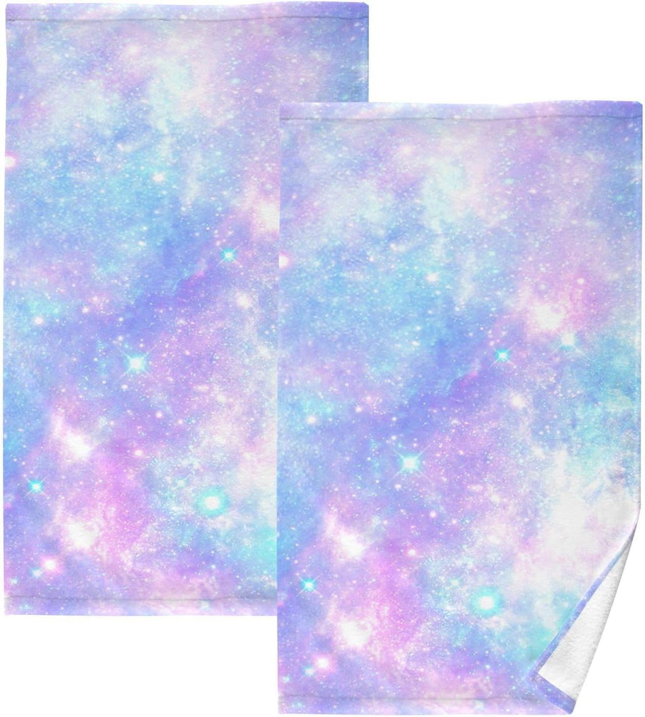 Coolnut Shining Cosmic Patterned Hand Towels 2 PCS, Cotton Bath Towel ...