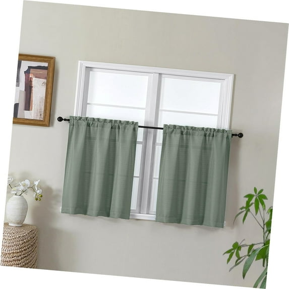 Coolnut Short Curtains 2 Panels Set, Light Filtering Faux Linen ...