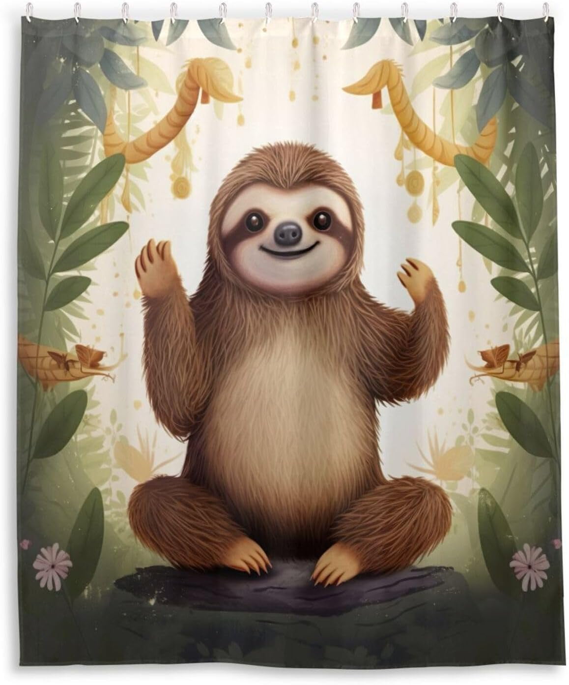 Coolnut Shower Curtain Cute Sloth Bathroom Decor Watercolor Shower ...
