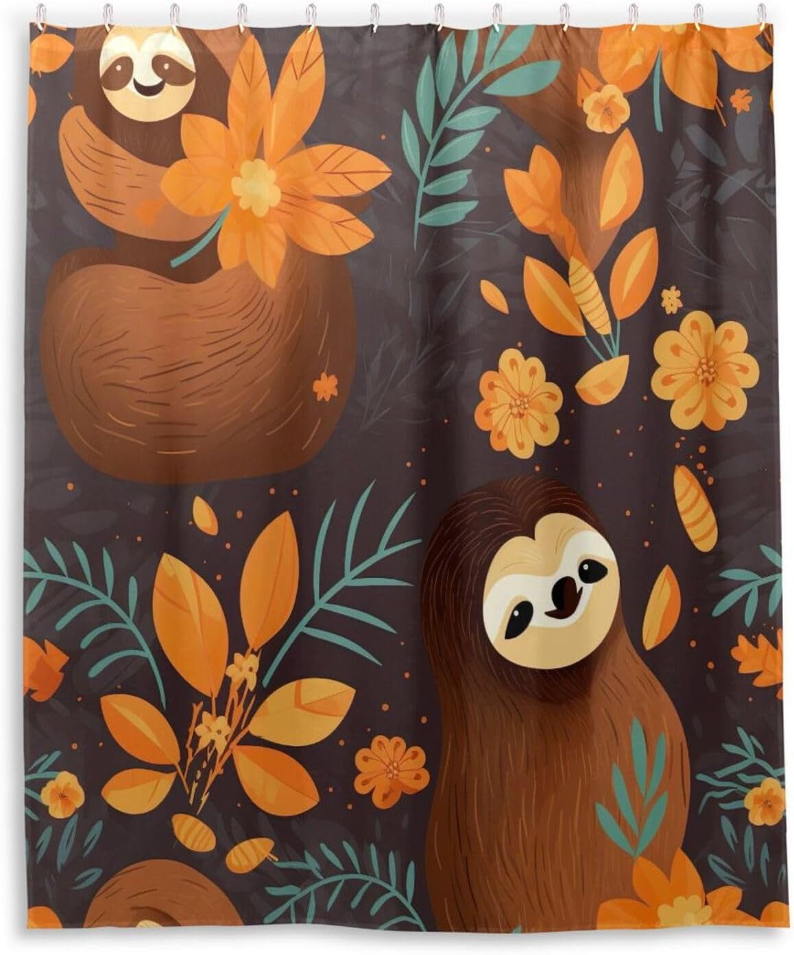 Coolnut Shower Curtain Cute Sloth Bathroom Decor Watercolor Shower ...